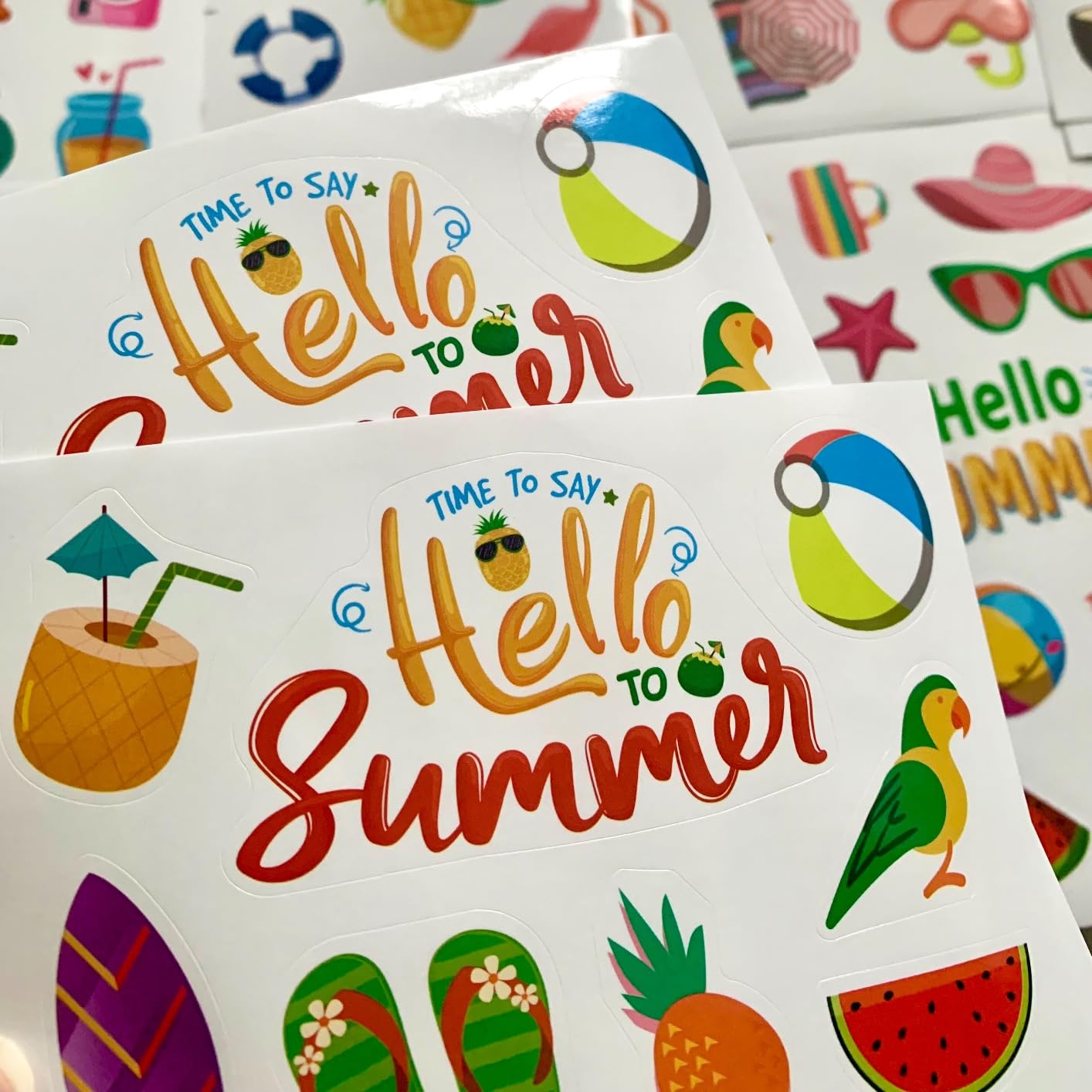 Summer Theme Stickers for Kids, 16 Sheets Beach Ice Cream Hawaiian ...