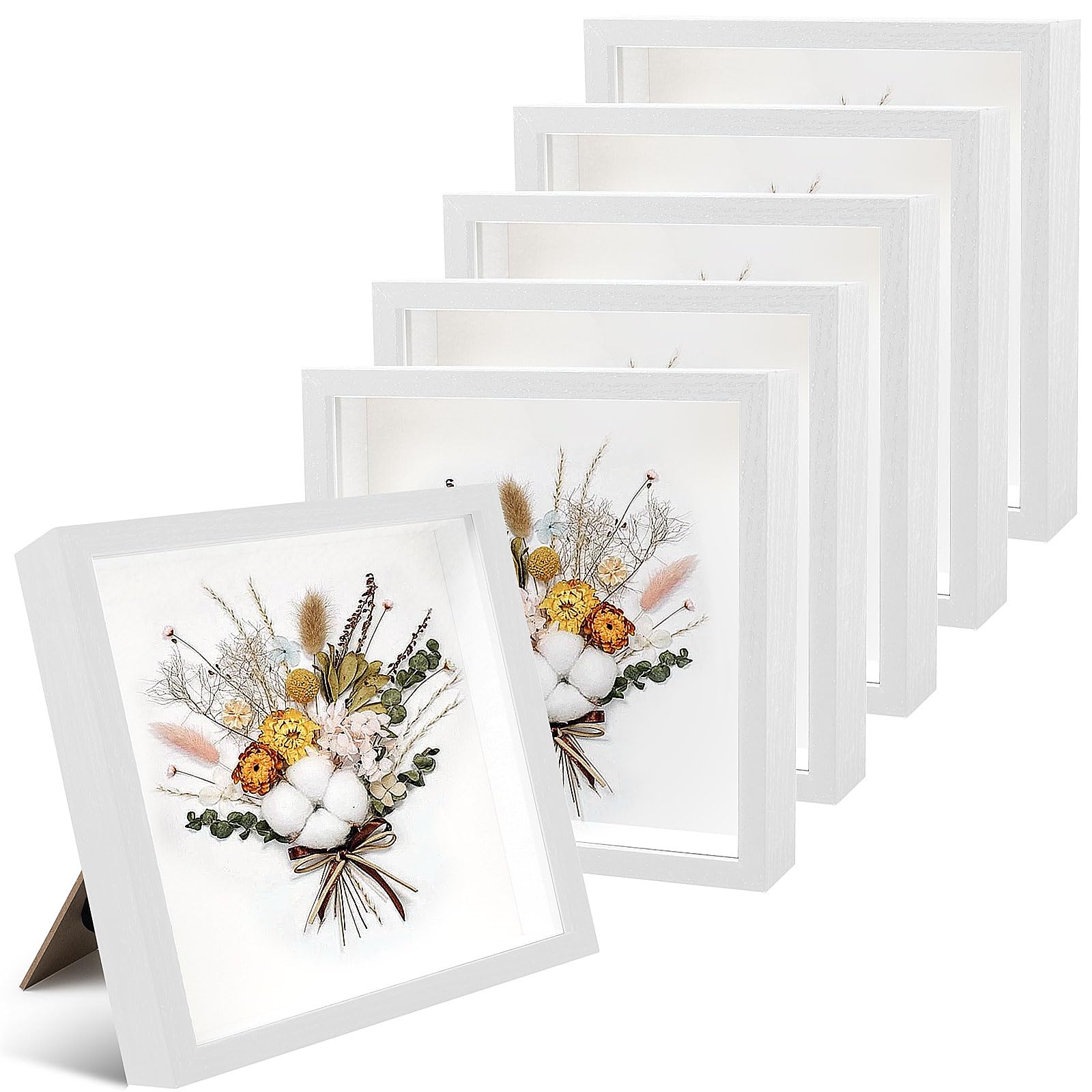 6 Pieces Shadow Box Picture Frame Square Shadow Boxes Display Cases for ...