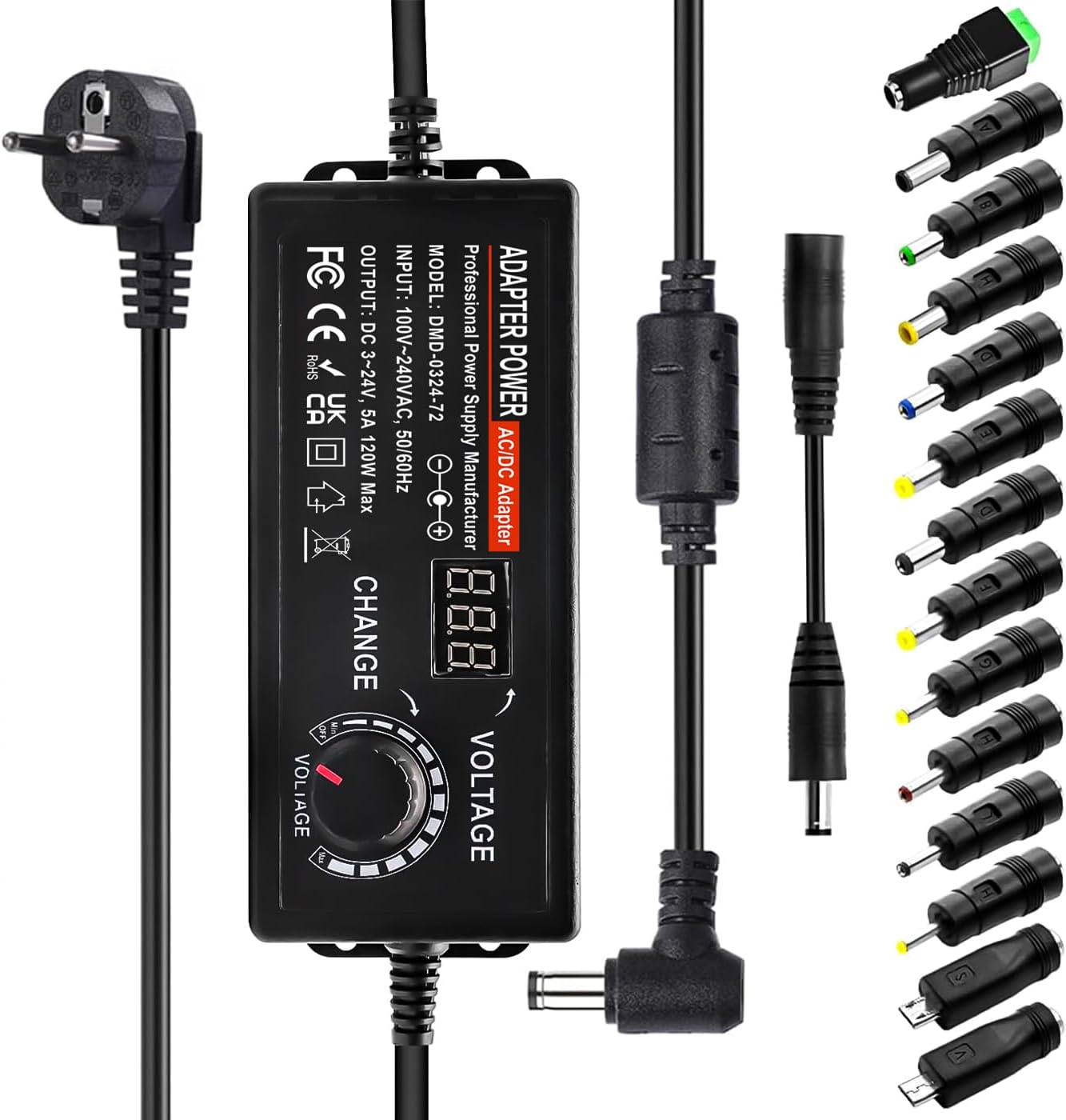 Adaptateur d'alimentation Universel, 3 à 36 V Réglable Large Plage ...