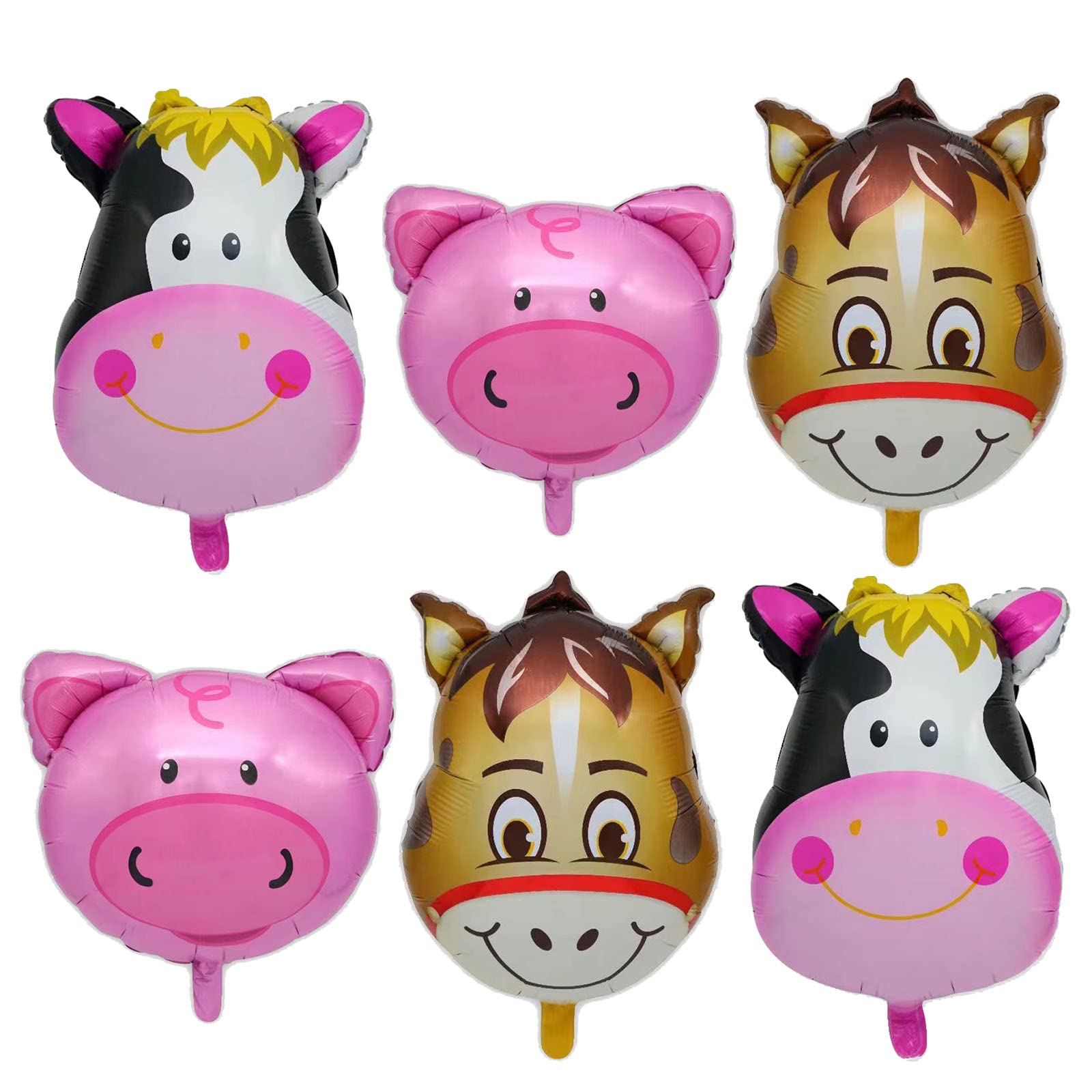 Amazon.com: 6Pieces Cow Foil Balloons Donkey Balloons Pig Balloons Cow ...