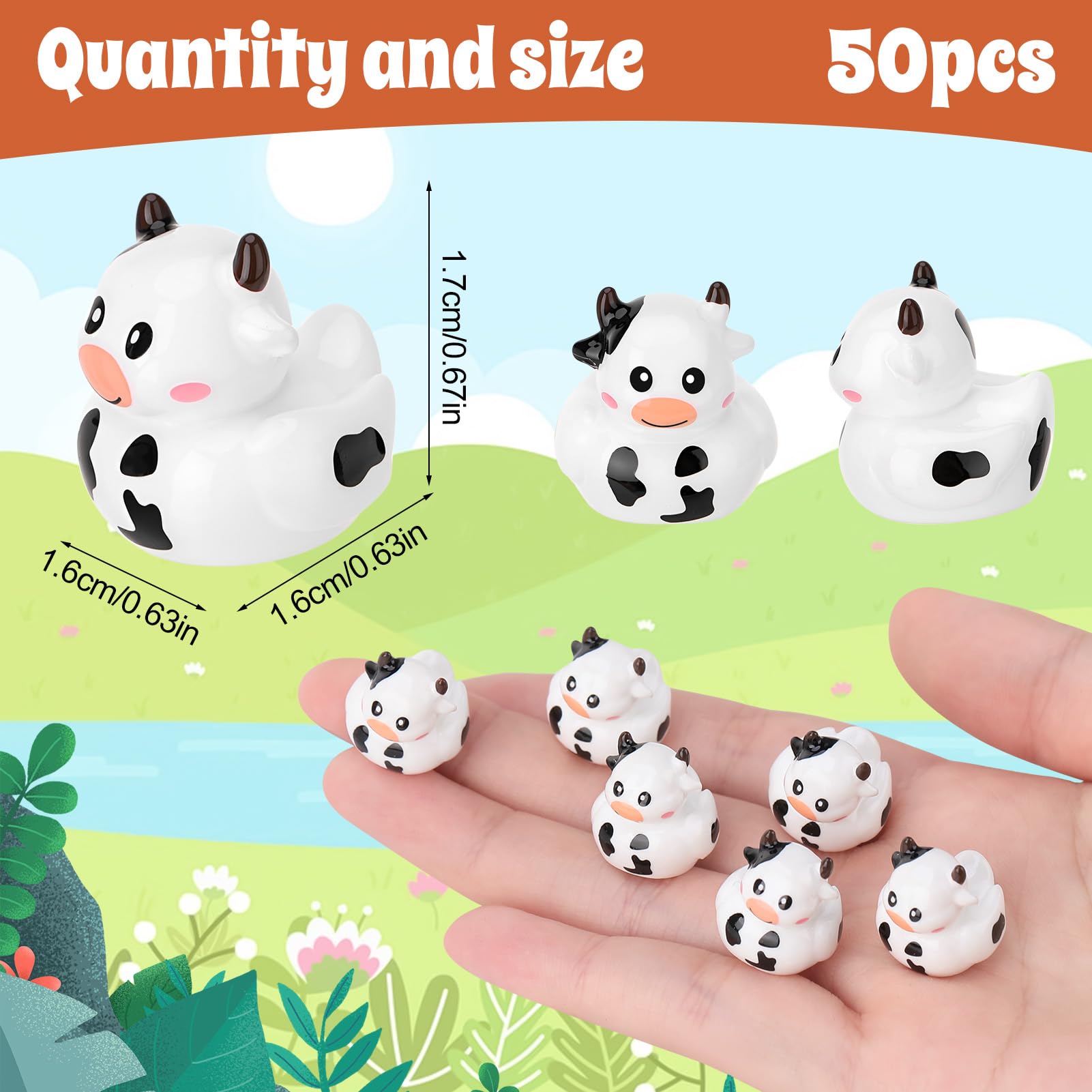 Snapklik.com : GGSTDDUP 50 Pcs Cow Ducks Toy Figures, Mini Cow Resin ...