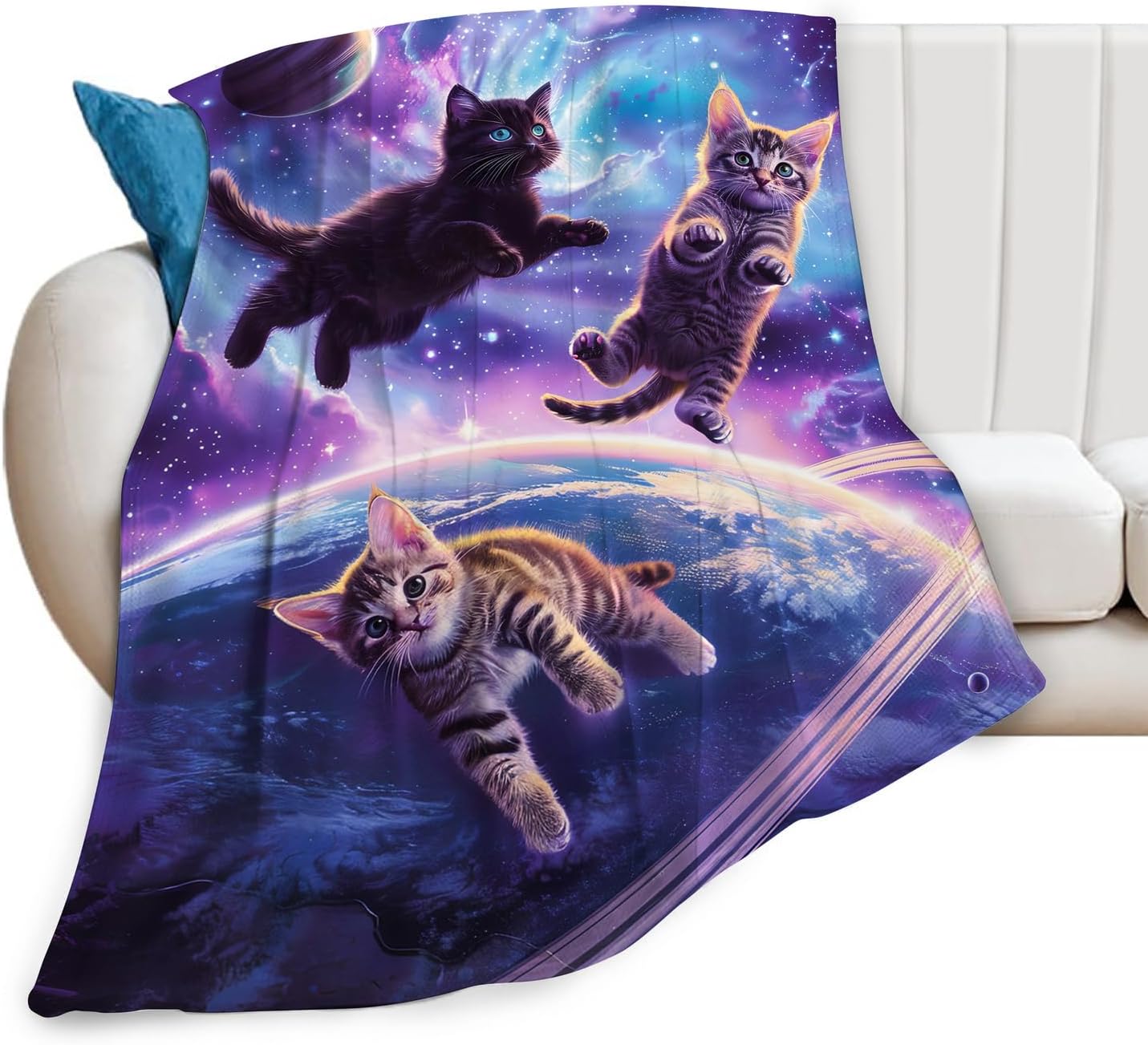 Amazon.com: Funny Cat Blanket Super Soft Warm Fluffy Flannel Cat Lovers ...