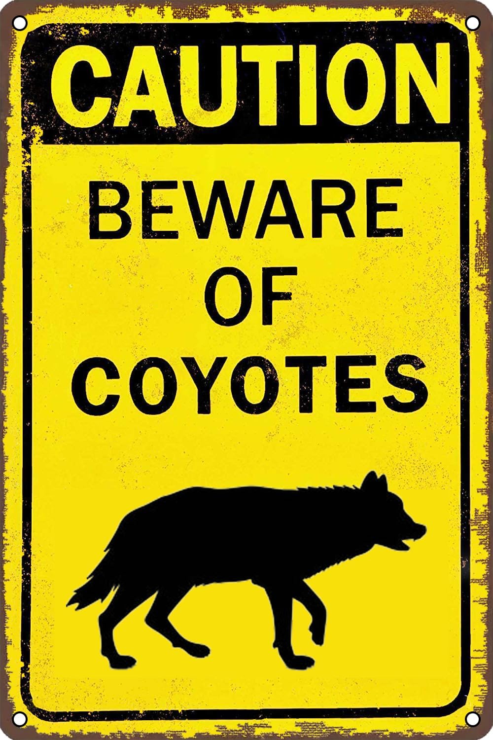 Amazon.com: Beware of Coyotes Metal Tin Signs Vintage Wall Decor for ...