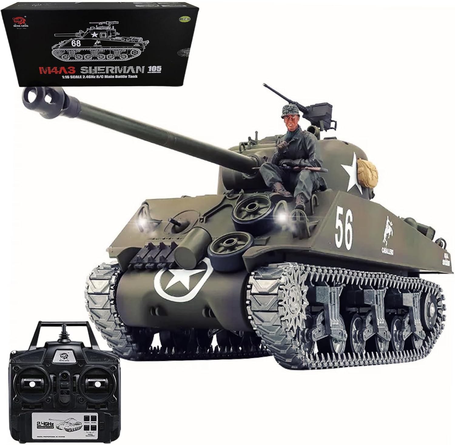 Amazon.com: Ssccgym Remote Control Heavy Tank M4A3 RC Battle War ...