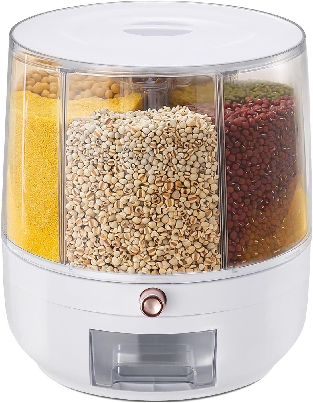 Maxkon Grain Dispenser, 360° Rotating Grain Storage Food Dispenser with ...