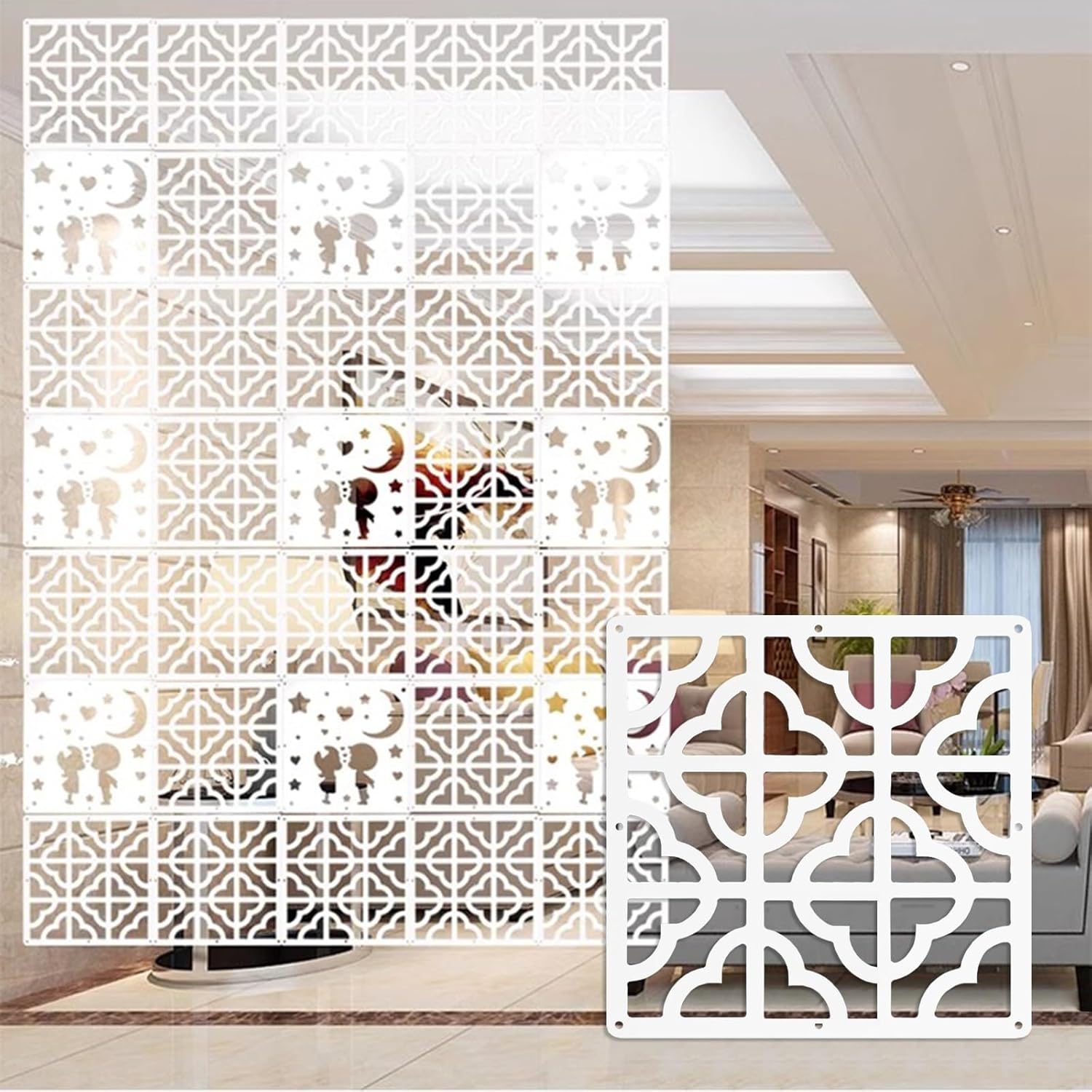 Hanging Wall Divider for Room Separation, White Screen Partition Wall ...