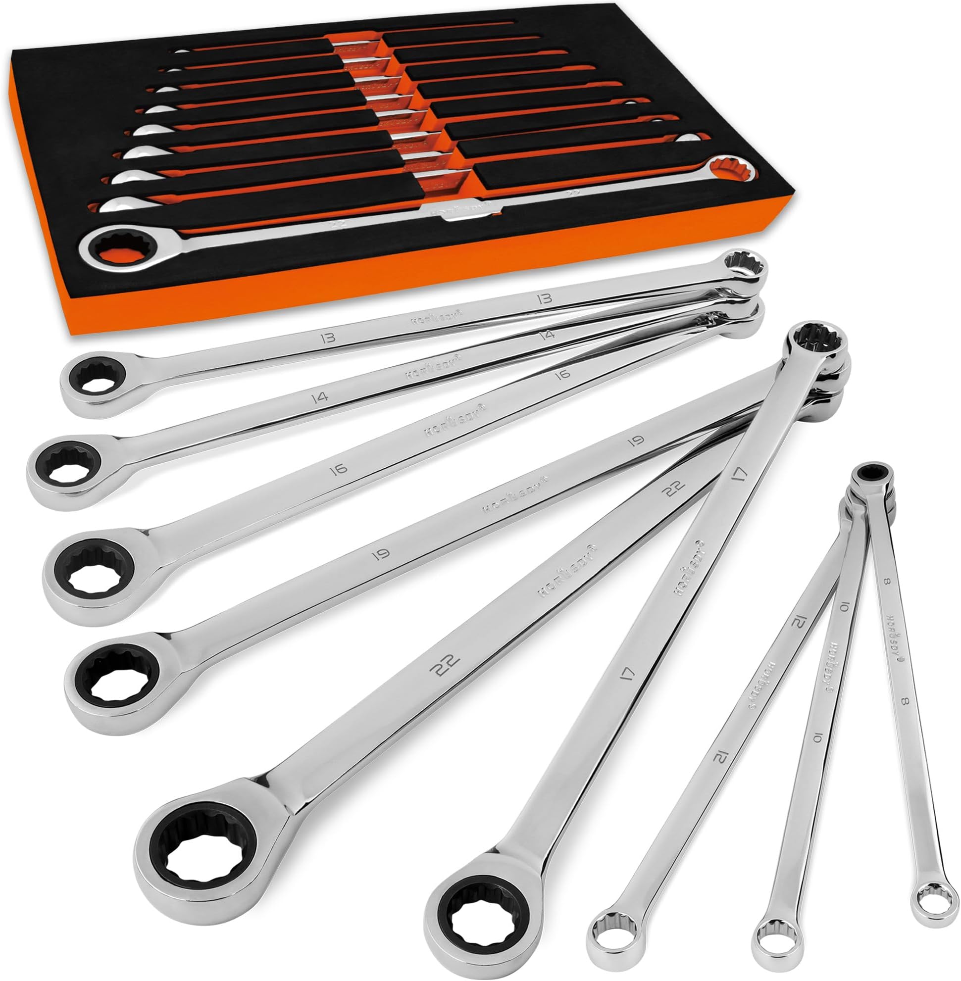 DURATECH Extra Long Flex-Head Ratcheting Wrench Set and Double Box End ...
