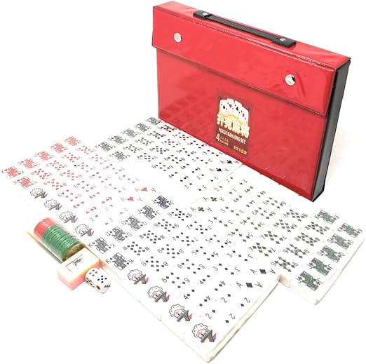 Amazon.com: THY COLLECTIBLES Mahjong Tiles Poker Rummy Game Set 120 ...