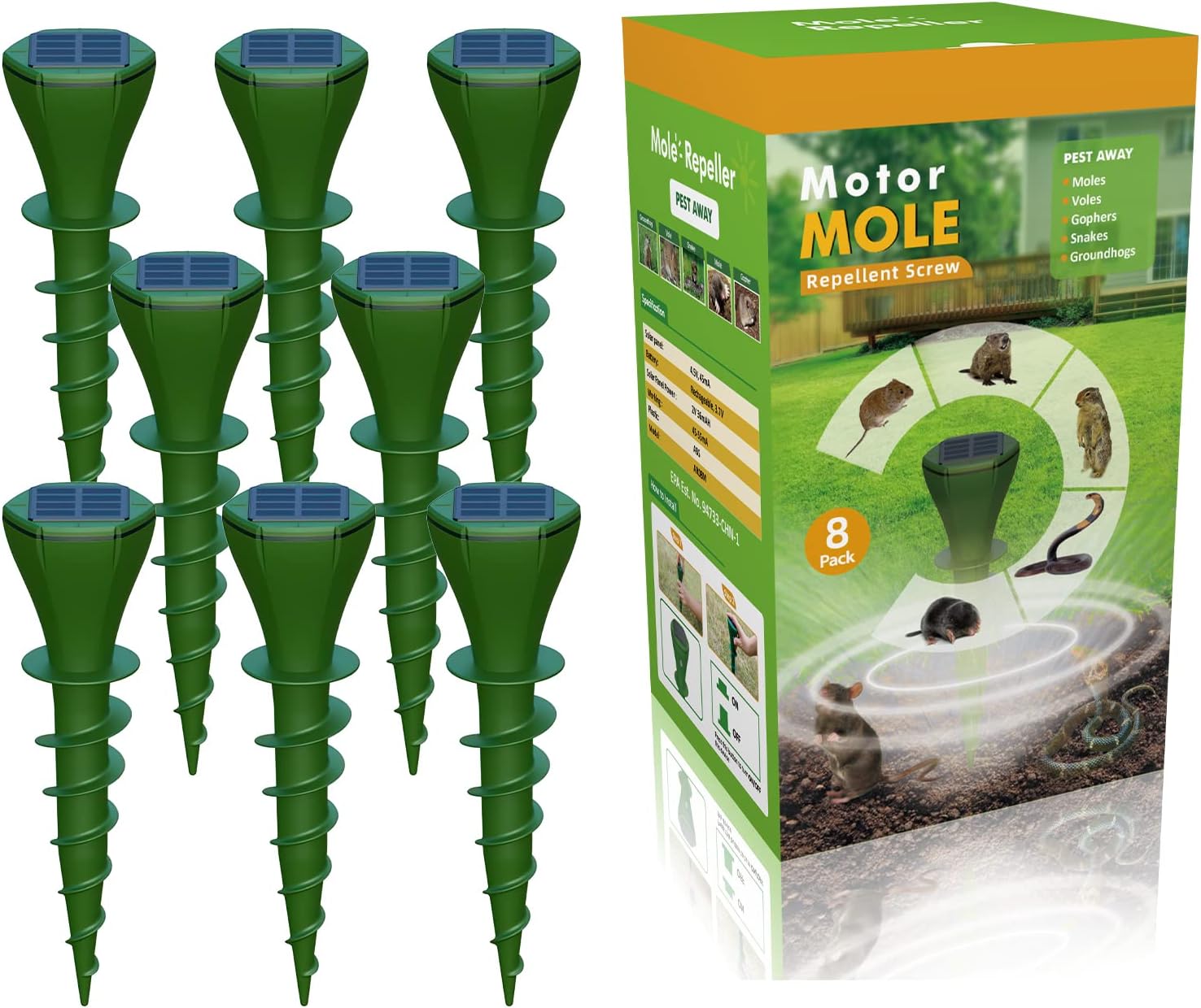 Amazon.com: Vegaive Mole Repellent for Lawns, 8 Pack Mole Traps Solar ...