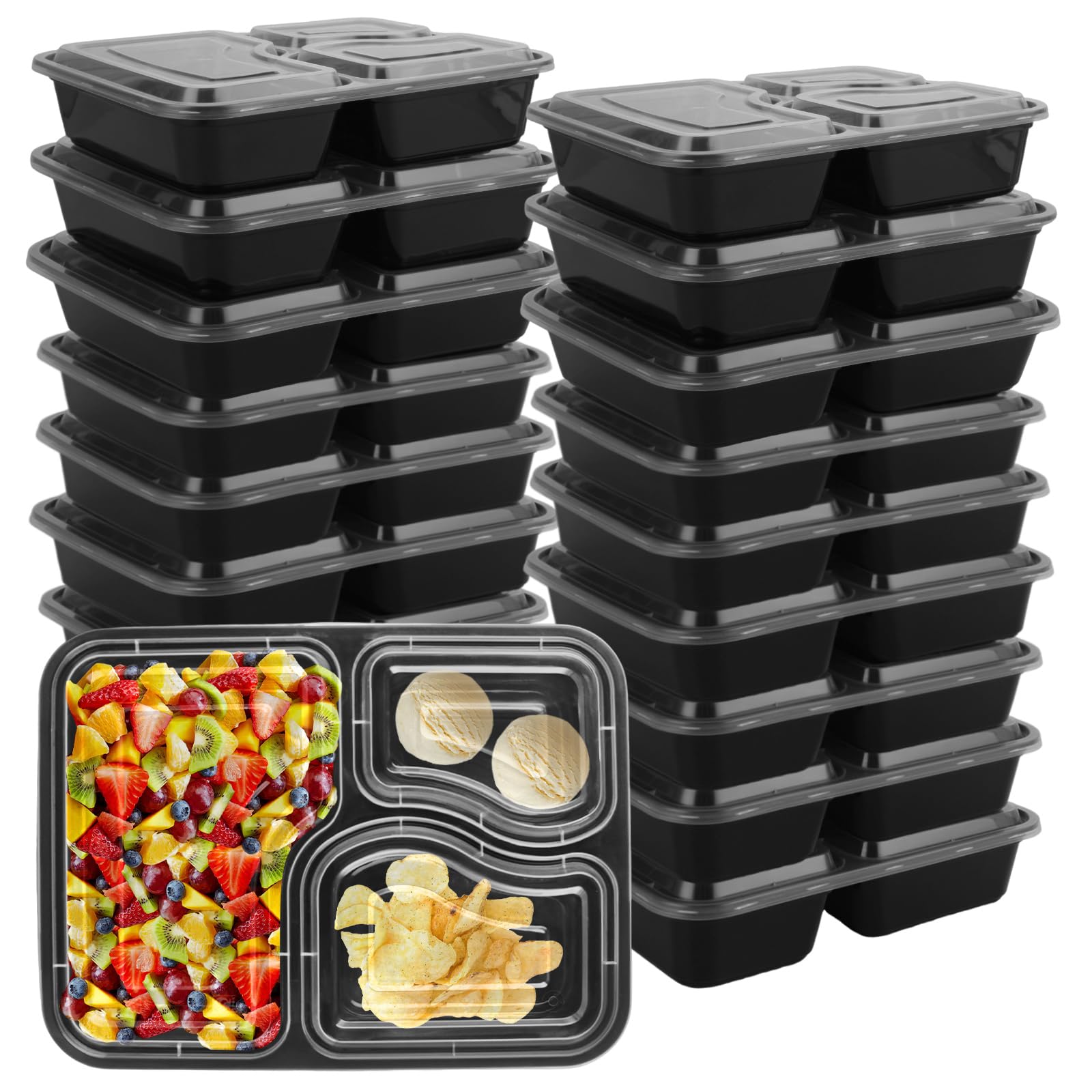 Amazon.com: YOUNTHYE 50PCS Disposable Meal Prep Containers 3 ...