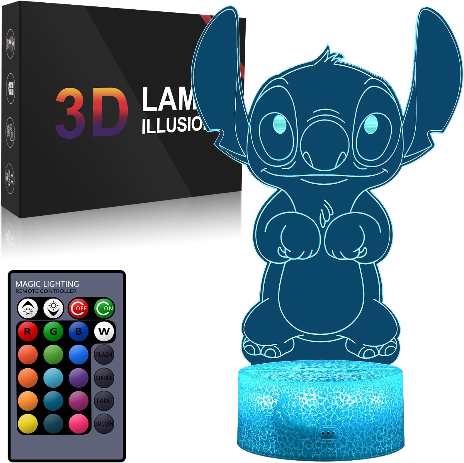 Hoofun 3D Illusion Stitch Night Light: Stitch Gifts Light with Remote ...