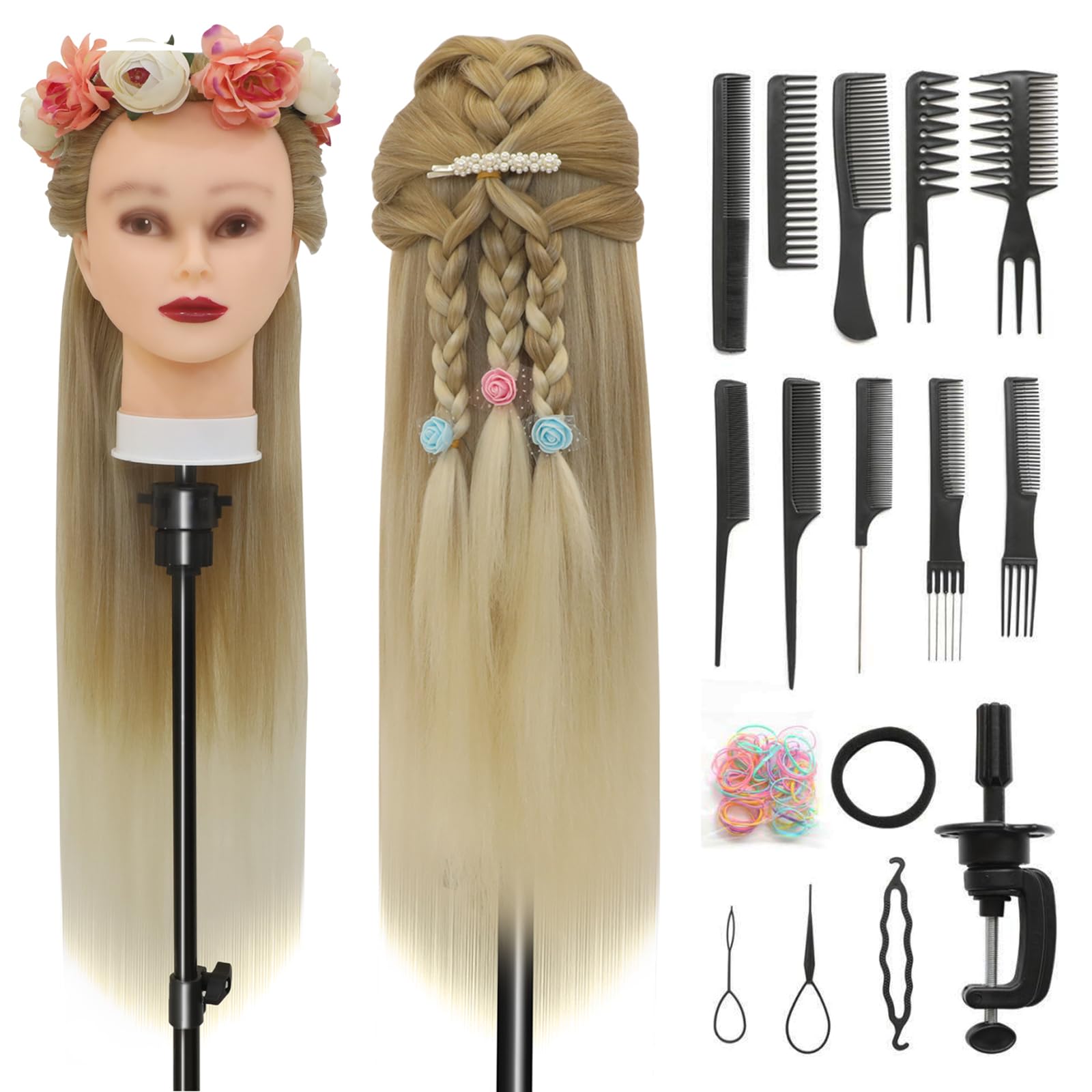 Styling Head 28 inch Hairdresser Training Head 100% Synthetic Fiber ...