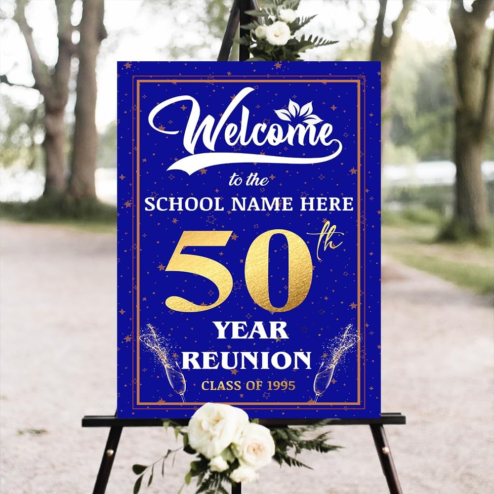 Amazon.com: ANTEQUE Personalized Class Reunion Welcome Sign, Class Reunion Decorations, 50th ...