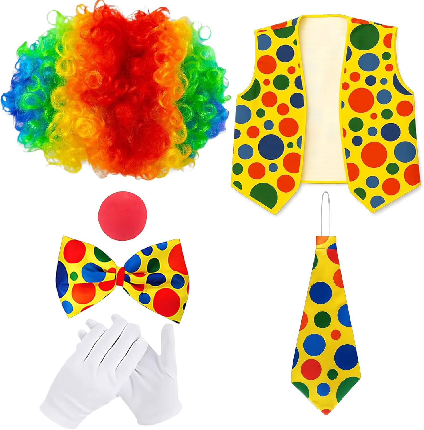 DXPETA Clown Costume Kit, Complete Clown Dress Up Set with Wig, Nose ...