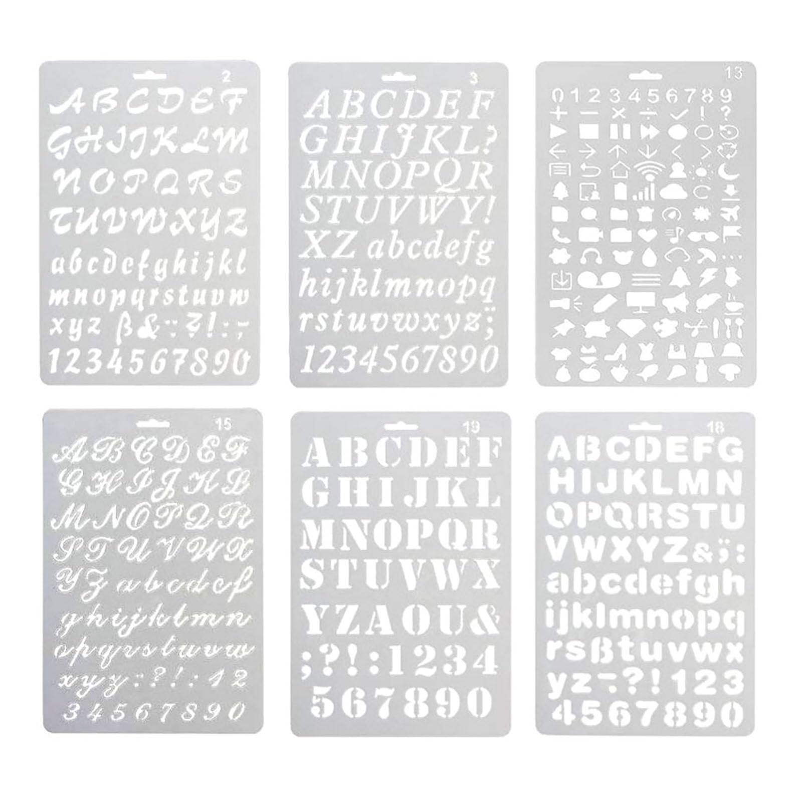 XNJIHWA 6Pcs Alphabet Stencil Set Plastic Stencils Letters Calligraphy ...