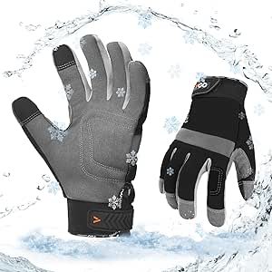 Vgo... 1Pair 5℃/41°F Winter Waterproof Work Gloves Men,Cold Weather Safety Work Gloves,Cold ...