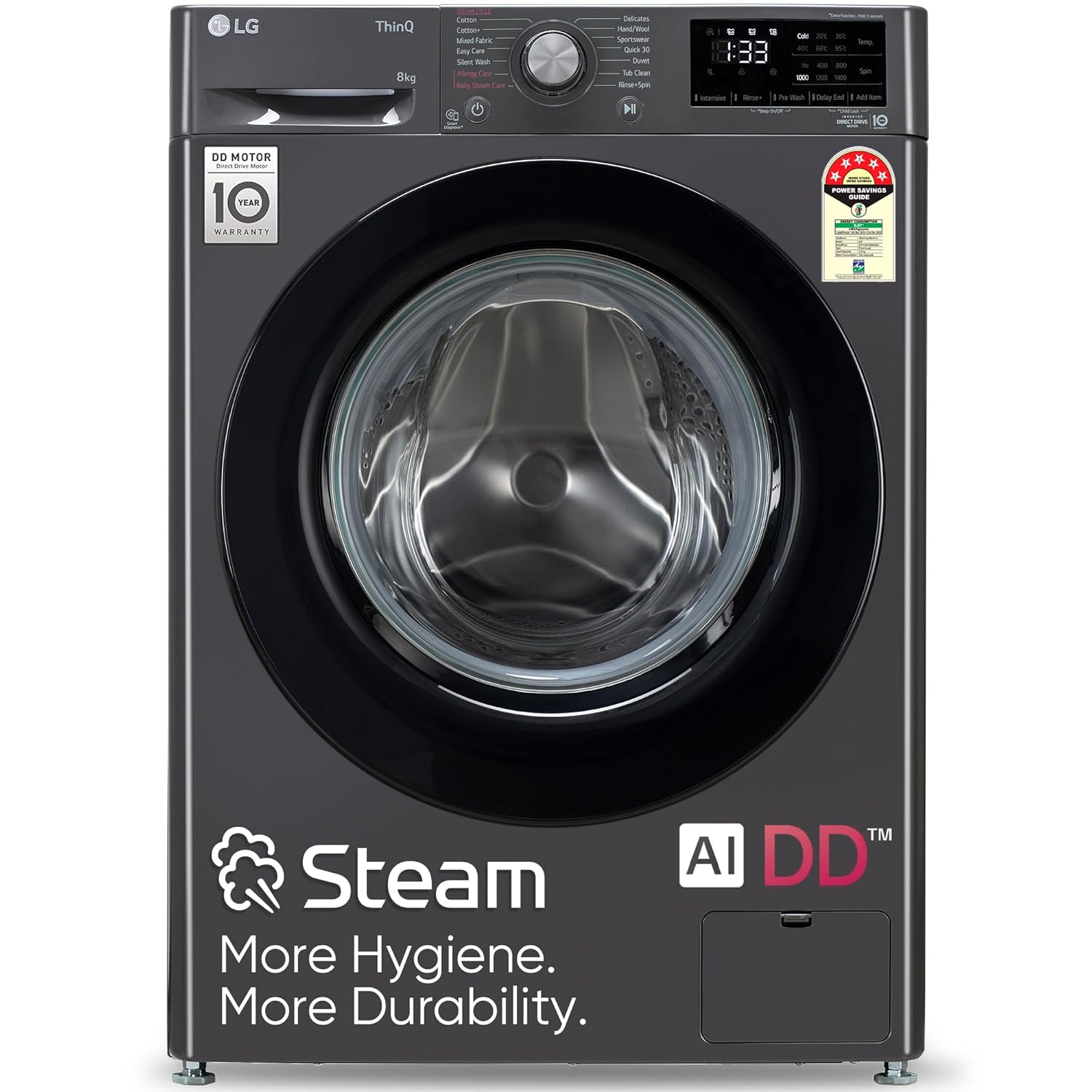 LG 8 Kg, 5 Star, AI Direct Drive Technology, Steam & 6 Motion DD Fully ...