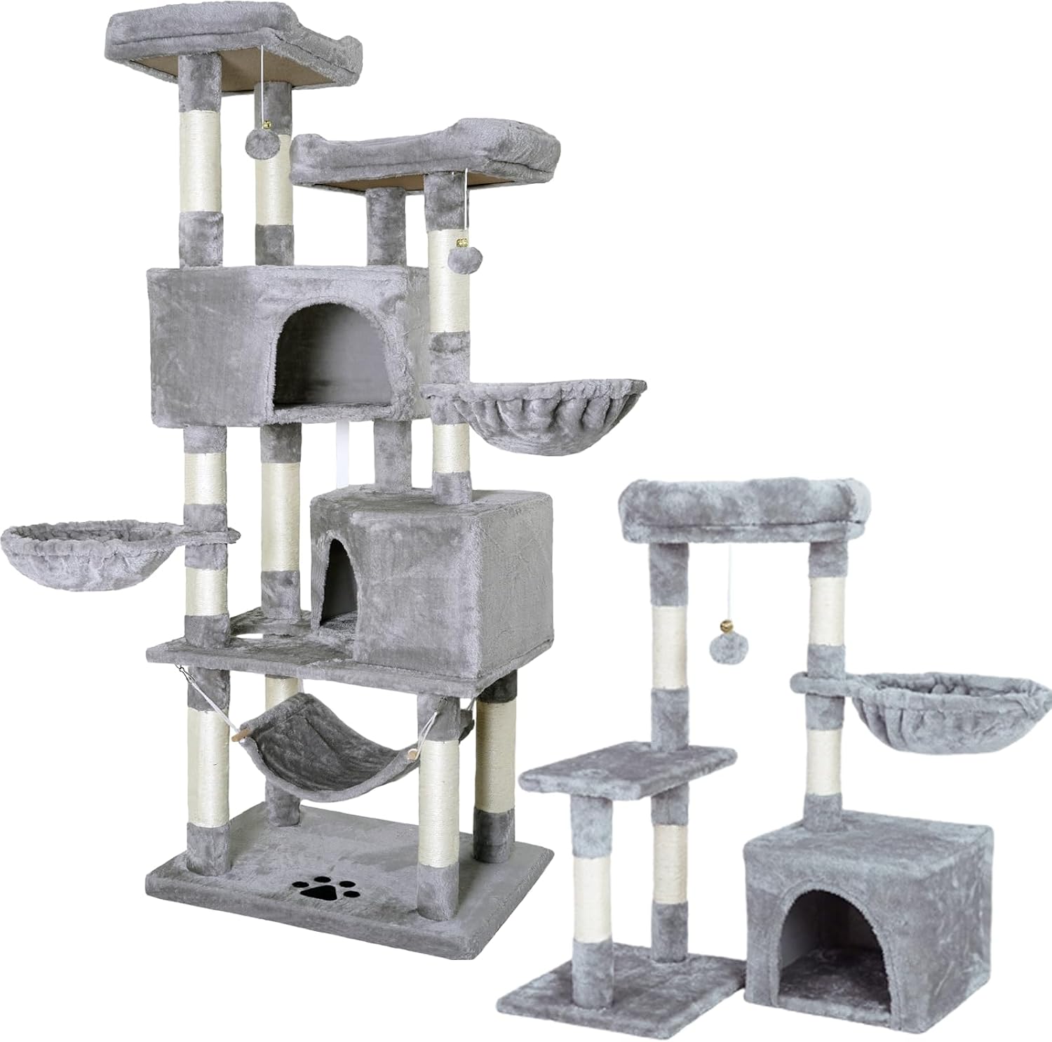 Amazon.com : NEGTTE Large Cat Tree Bundles with Small Cat Tree,Cat ...