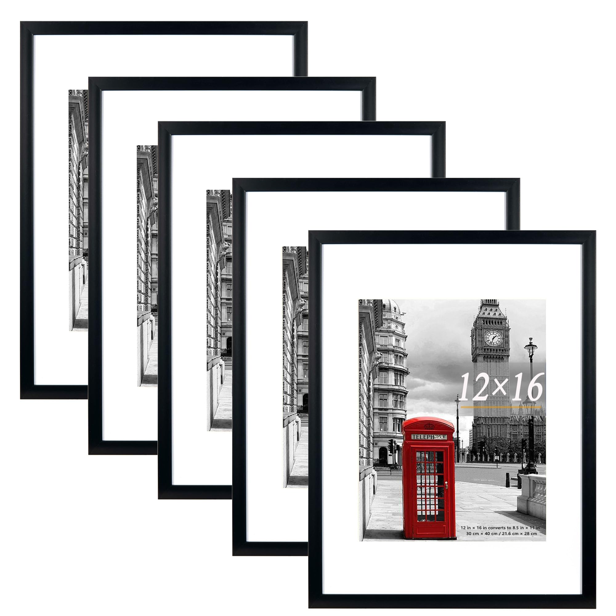 Scholar Tree Black Picture Frame 12x16 (30x40cm) with Mount for 8.5x11 ...