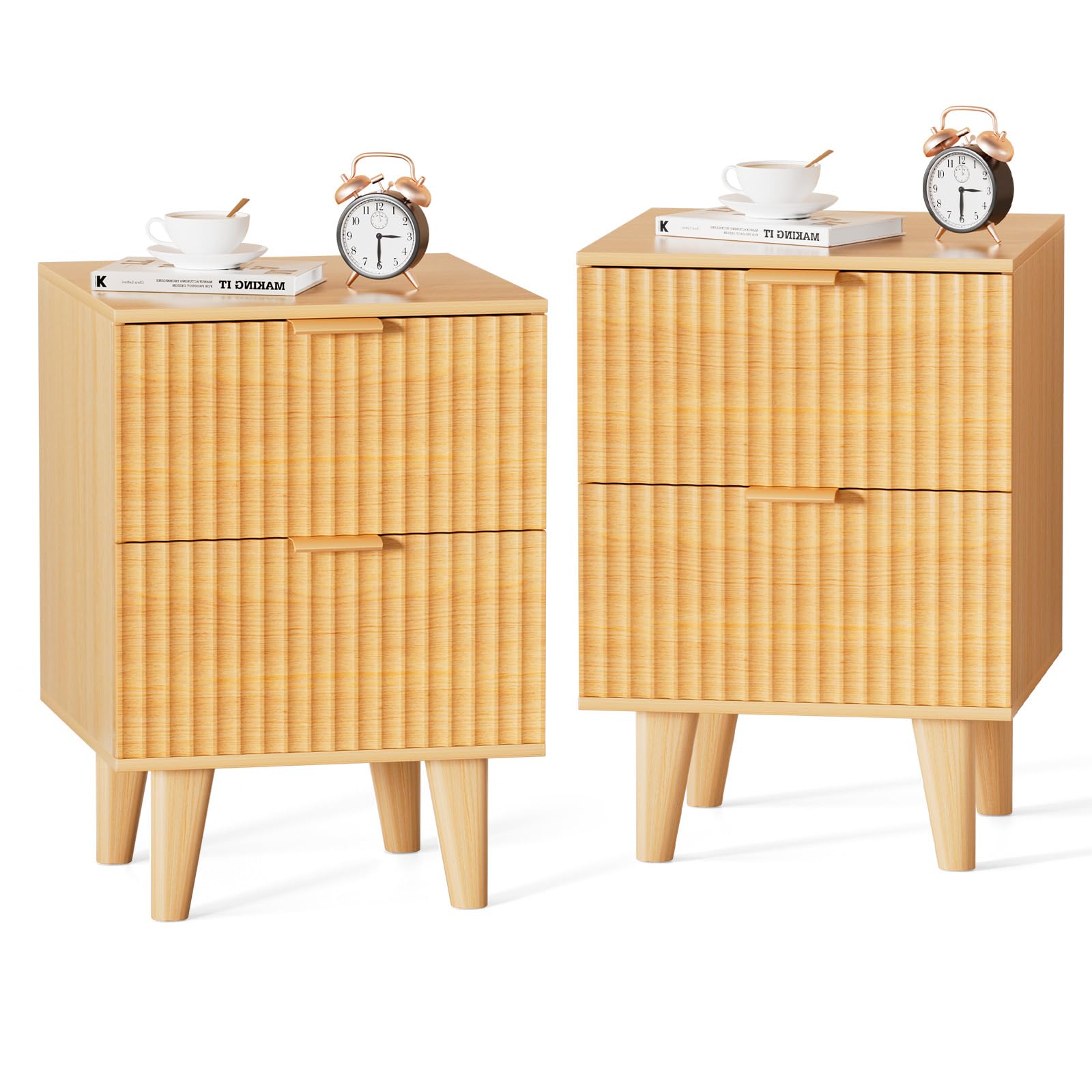 Amazon.com: Urban Deco Nightstand Set of 2, Mid Century Modern ...
