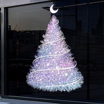 Amazon.com: Cityhermit Fantasy Purple Christmas Tree Window Clings ...
