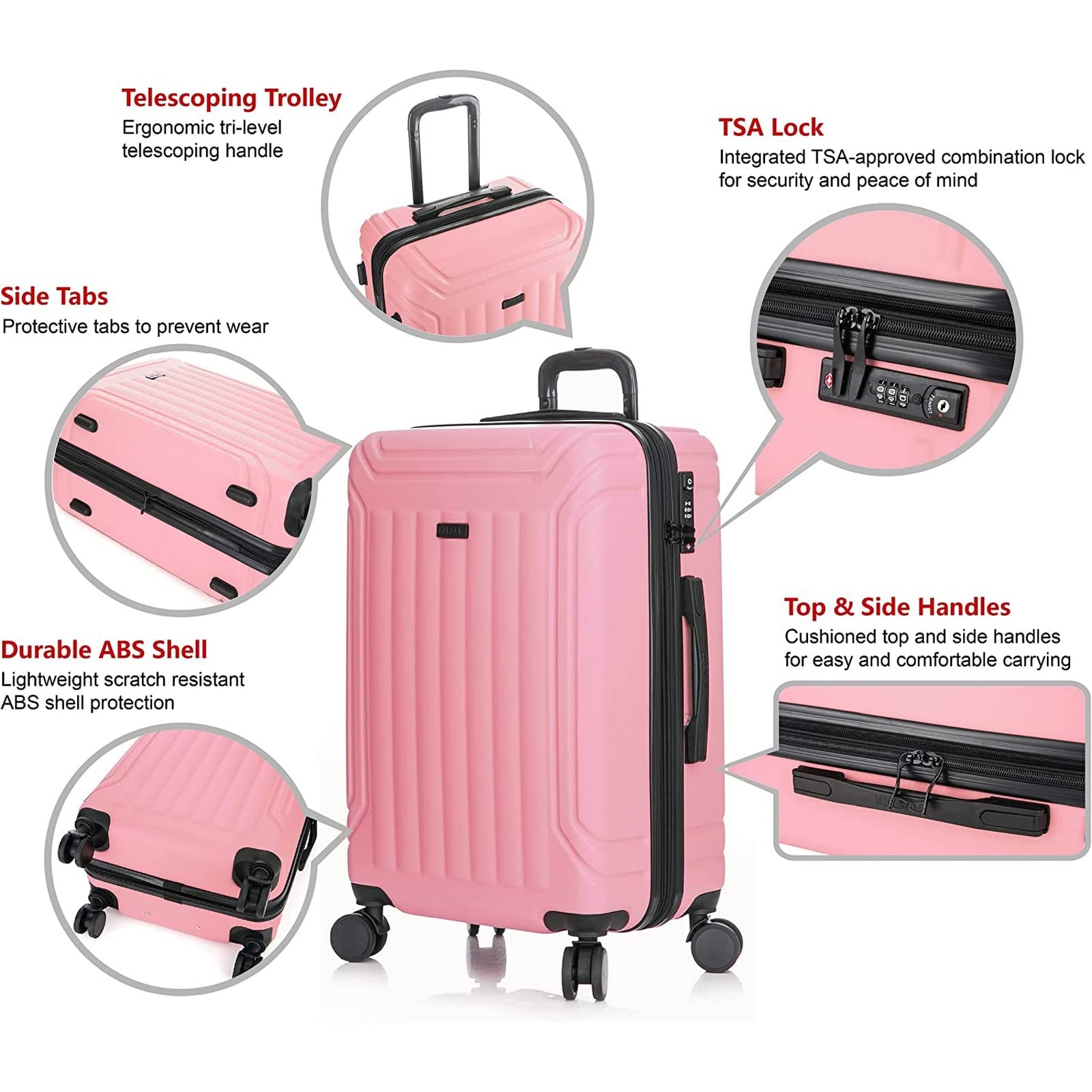 Hipack Rover New Generation Hardside 3-Piece Spinner Expandable Luggage ...