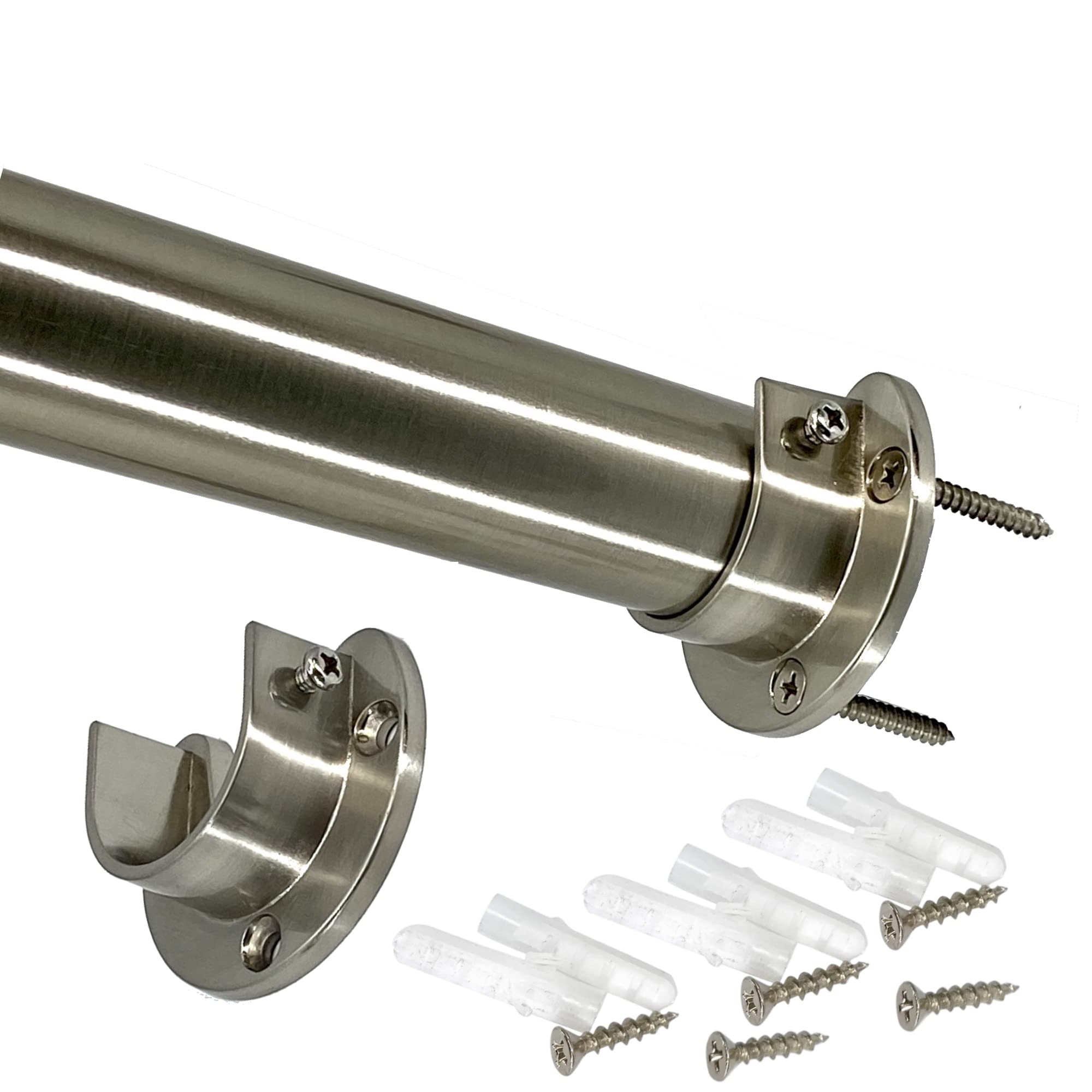 Amazon.com: CUSTOM CUT | Up to 72" | HEAVY DUTY Satin Nickel Closet Rod ...
