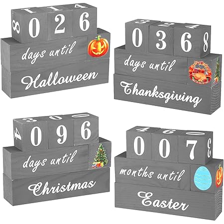 Amazon.com: Christmas Easter Countdown Blocks, Wooden Christmas ...