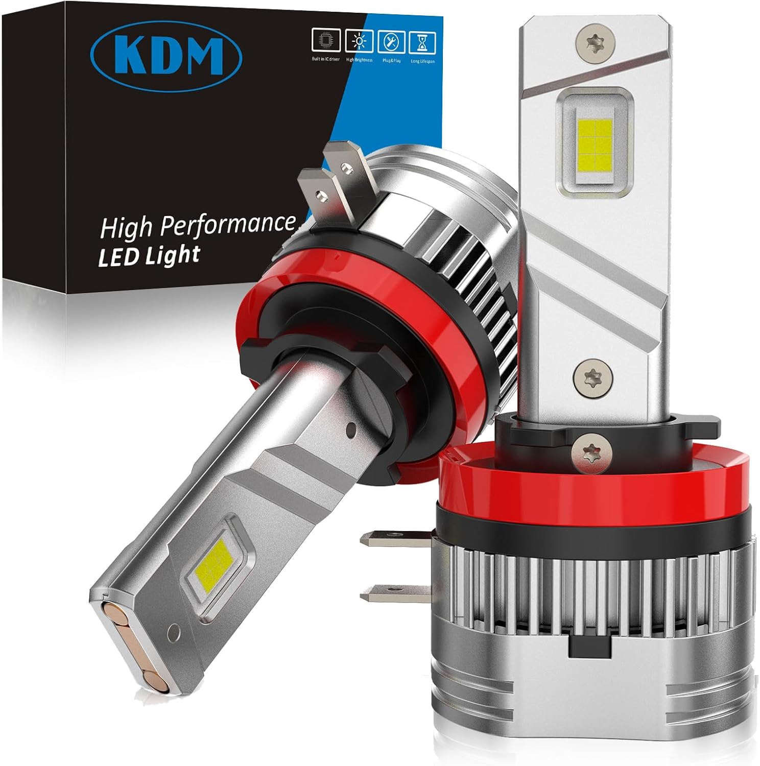 Amazon.com: KDM H11B Fog Light Bulb, 80W 10000 Lm High/Low Beam ...