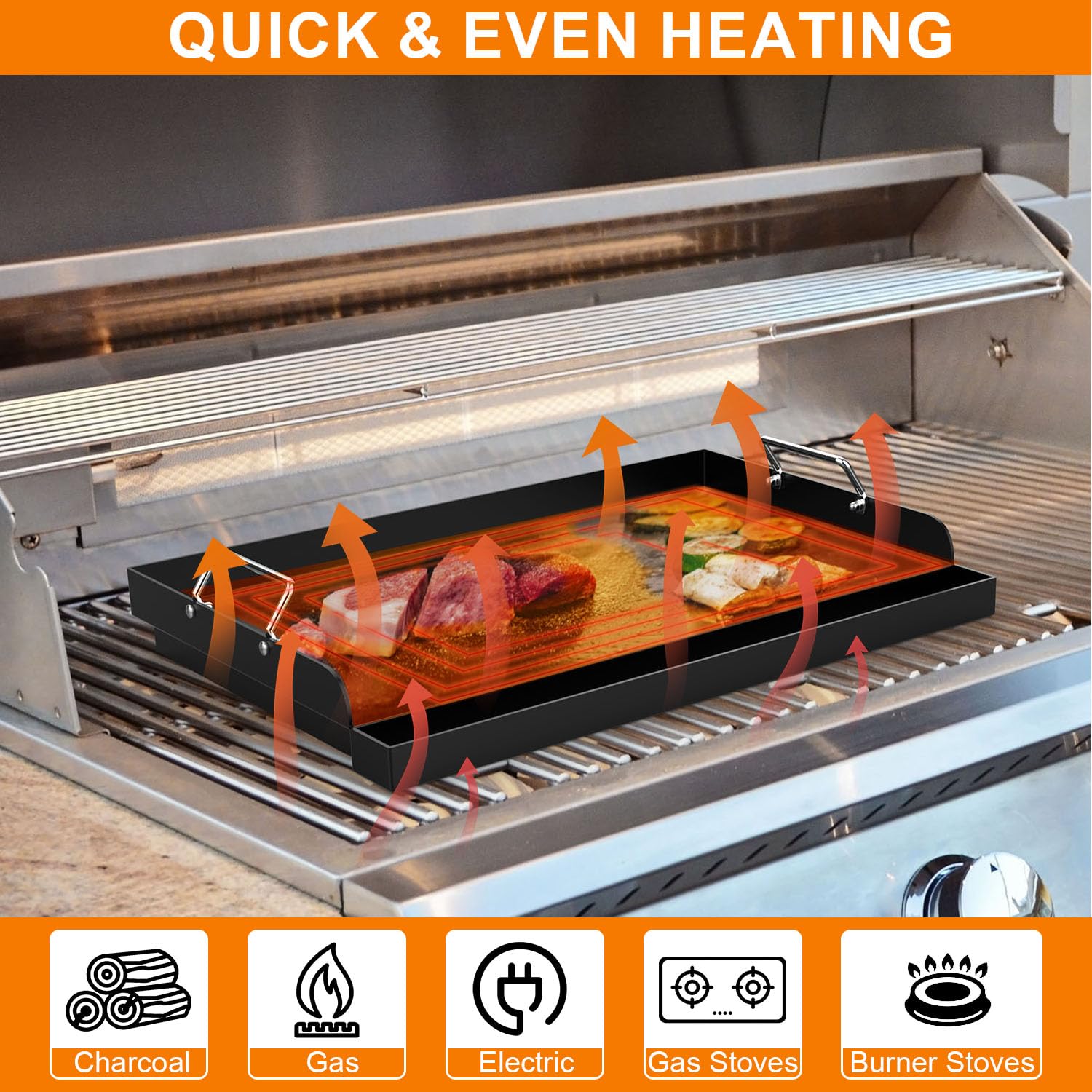 Snapklik.com : MixRBBQ 25" X 16" Nonstick Carbon Steel Griddle For Gas ...