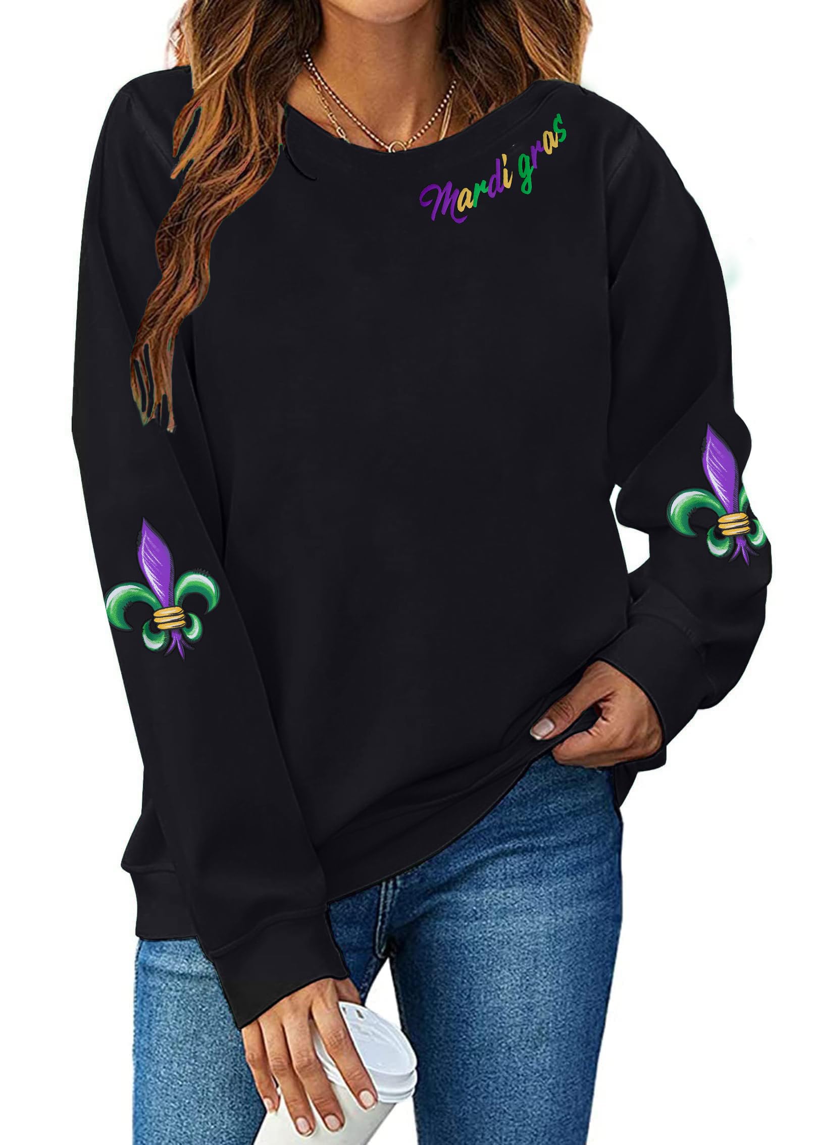 LUKYCILD Women Mardi Gras Sweatshirts Carnival Sweatshirt Funny Mask ...