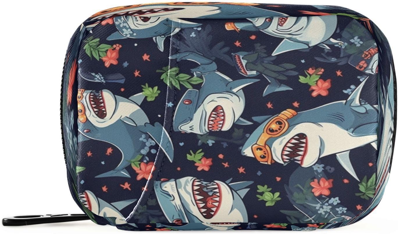 Amazon.com: Bulletgxll Blue Shark Pill Organizer Portable Travel Pill ...