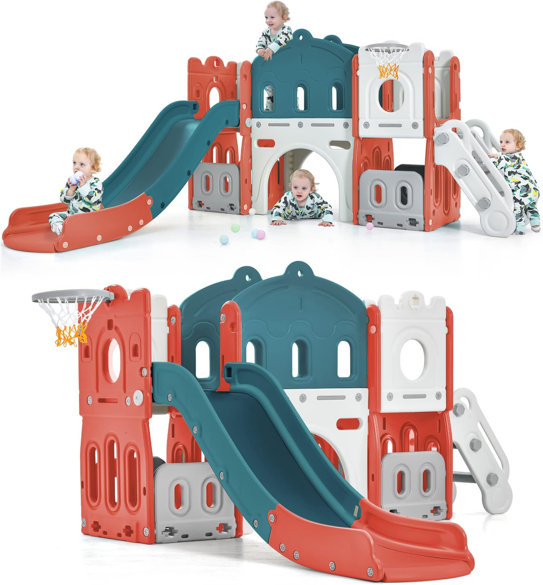 Amazon.com: Virubi 9 in 1 Toddler Slide Playset, Climbing Toys Indoor ...