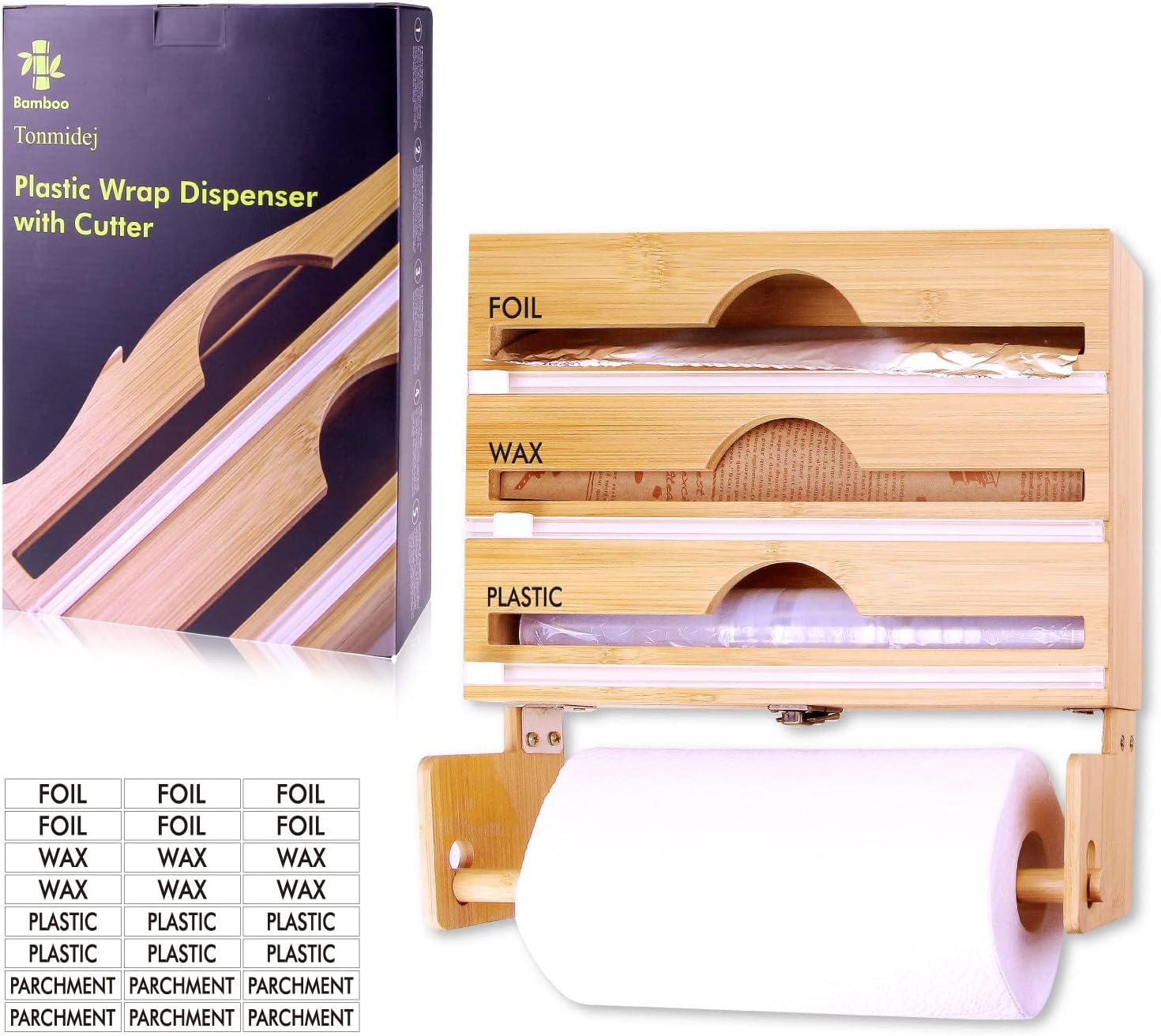 Amazon.com: Tonmidej Plastic Wrap Dispenser with Cutter – 4-in-1 Foil ...