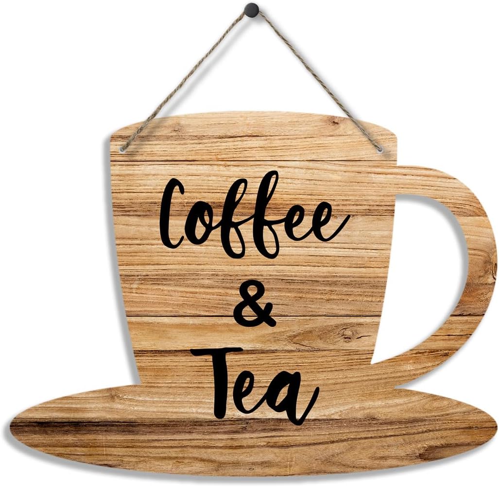 Amazon.com: Coffee and Tea Bar Decor, Rustic Wall Hanging Wood Plaque ...