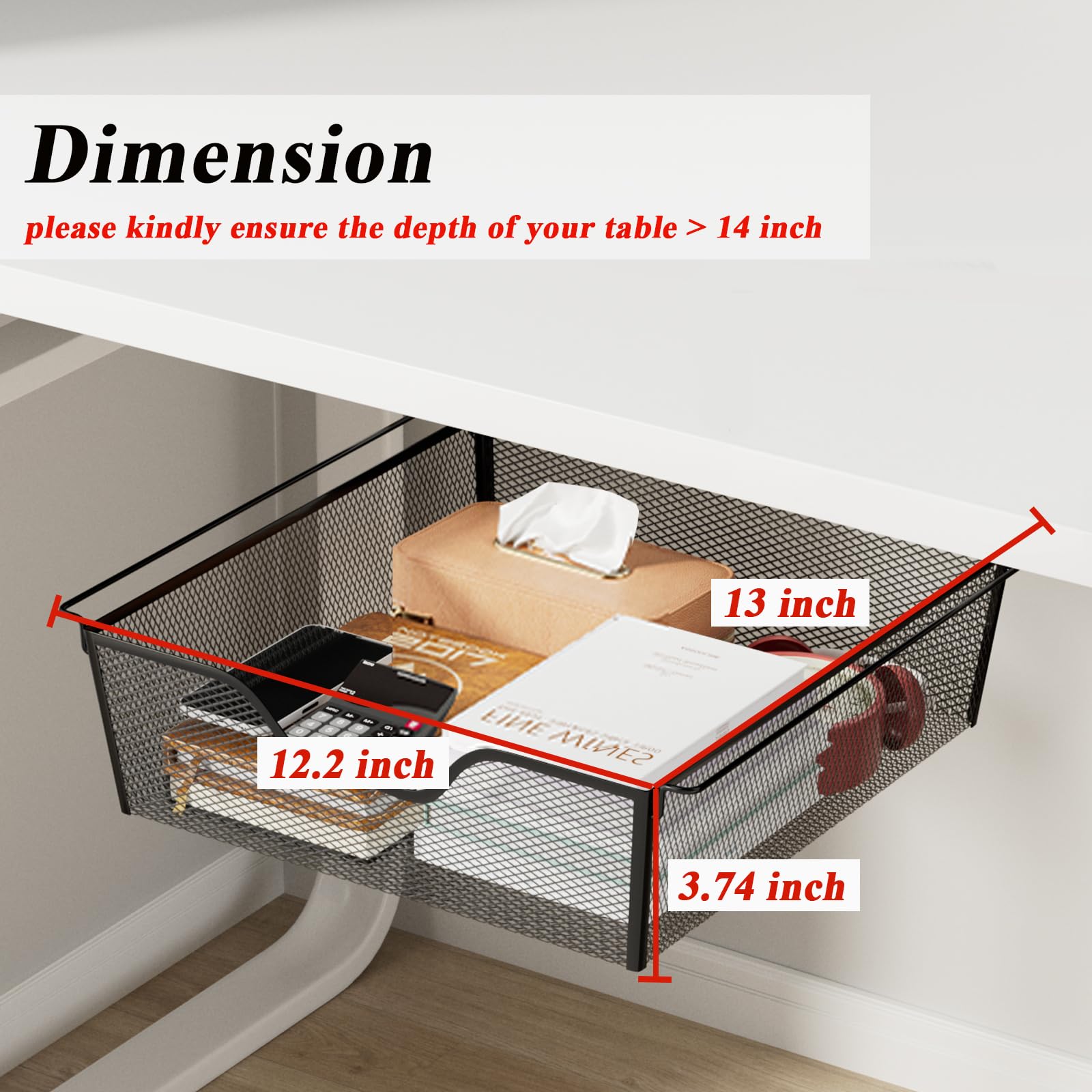Snapklik.com : Smusei 2 Pack Under Desk Drawer Slide Out Self Adhesive ...