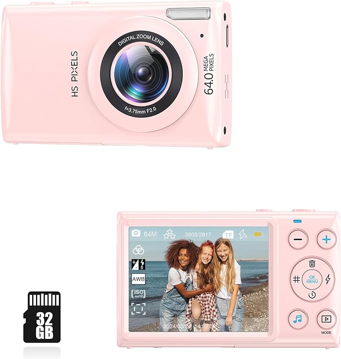 Amazon.com : Digital Camera Pink, 4K Vlogging Camera, Vintage Camera ...