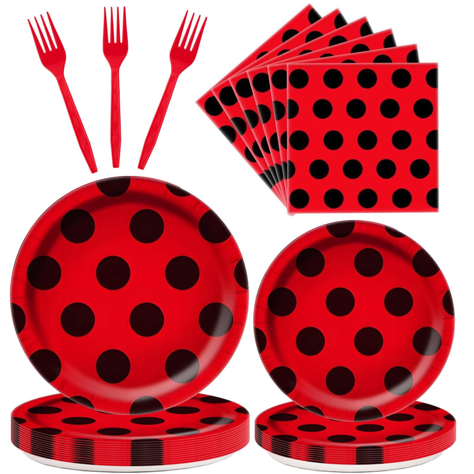 Amazon.com: 96Pcs Ladybug Plates and Napkins Party Supplies ...