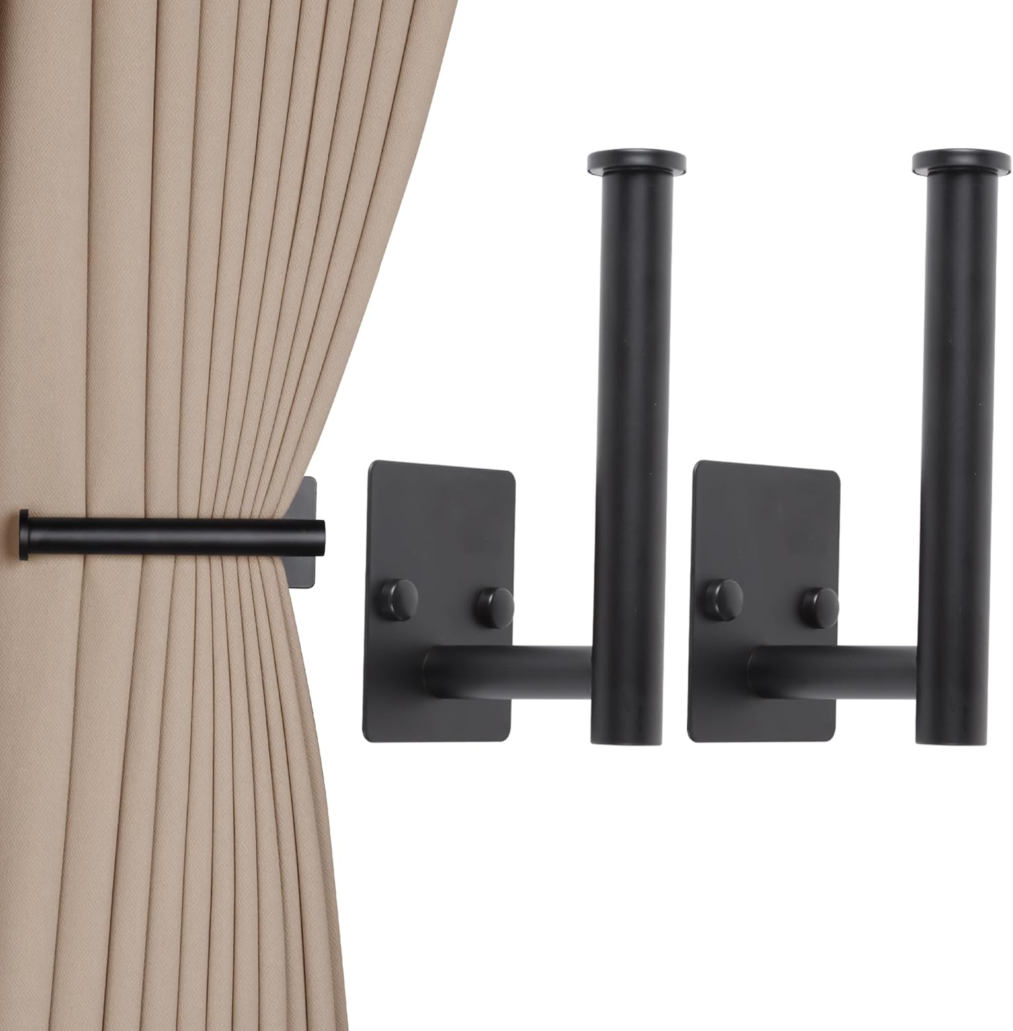 Amazon.com: OCIOLI 2 Pack No Drill Curtain Holdbacks - Self-Adhesive ...