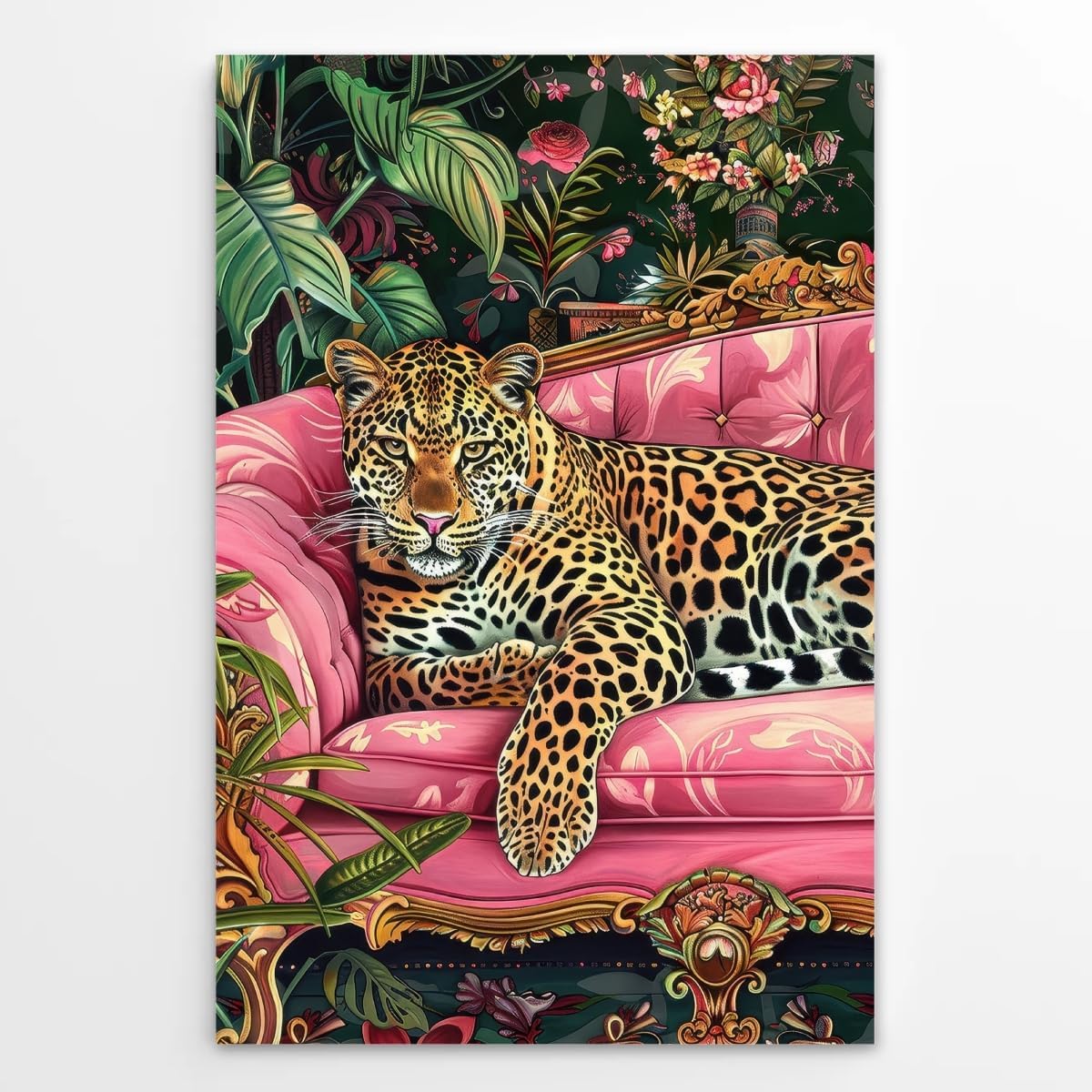 Amazon.com: Trendy Leopard Canvas Wall Art Minimalist Cheetah on Sofa ...