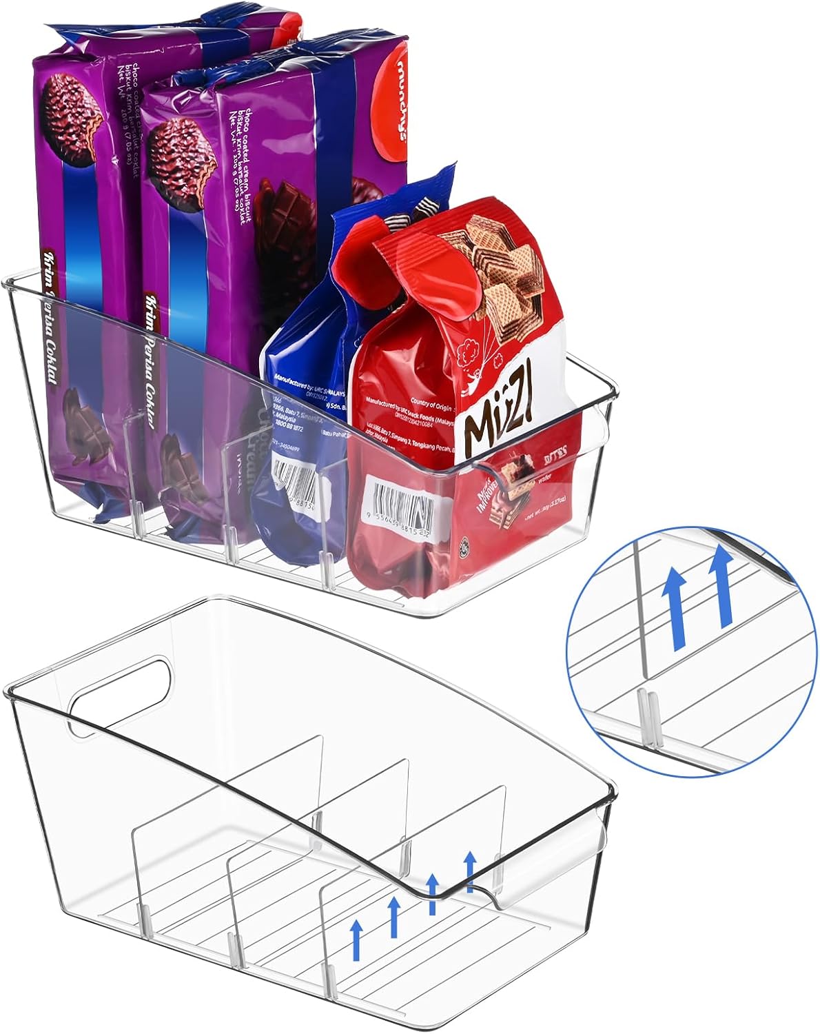 Amazon.com: Hiitytin 2 Pack Clear Pantry Organizer Storage Bins ...