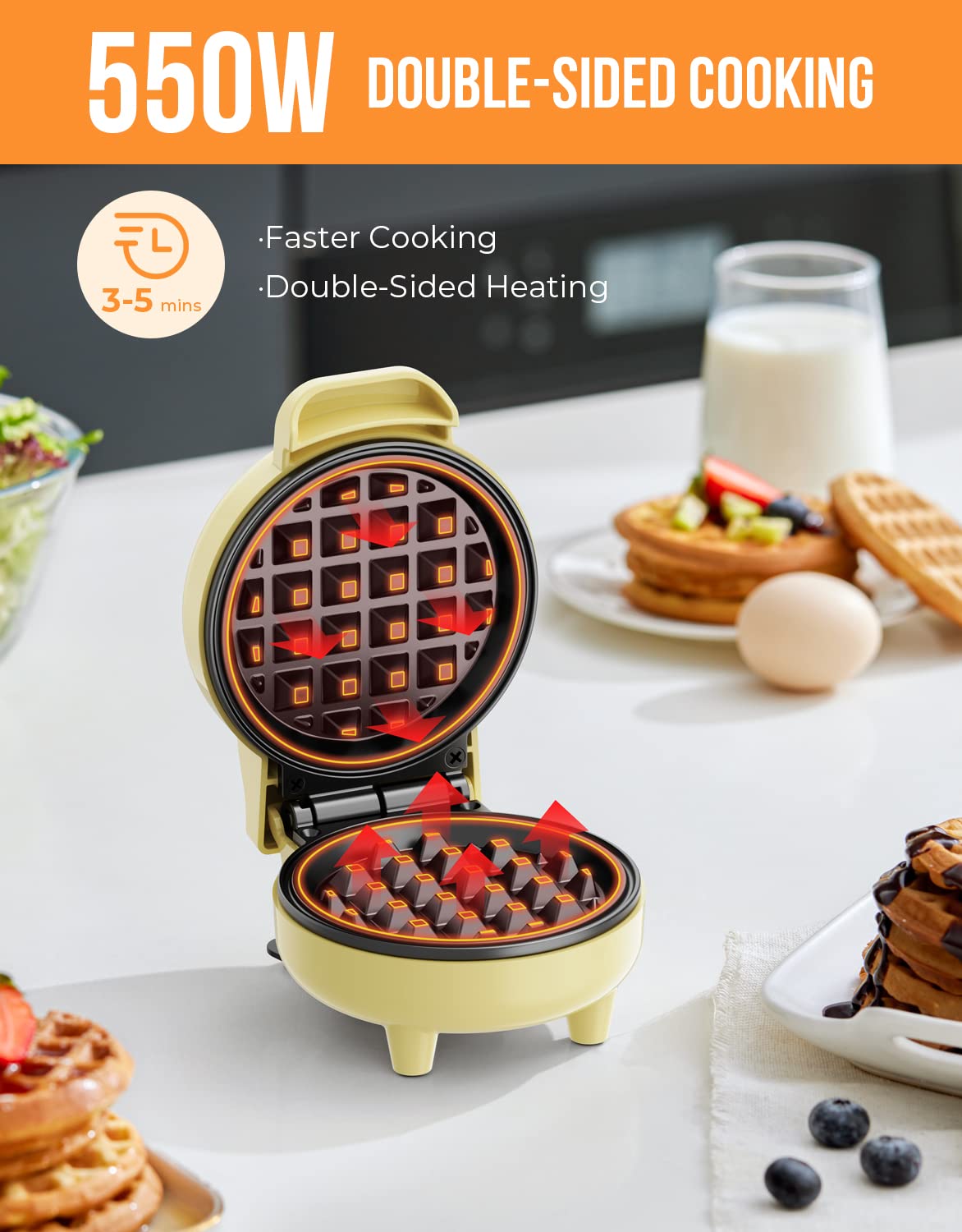 Snapklik.com : Mini Waffle Maker, Small Waffles Iron Keto Chaffles ...