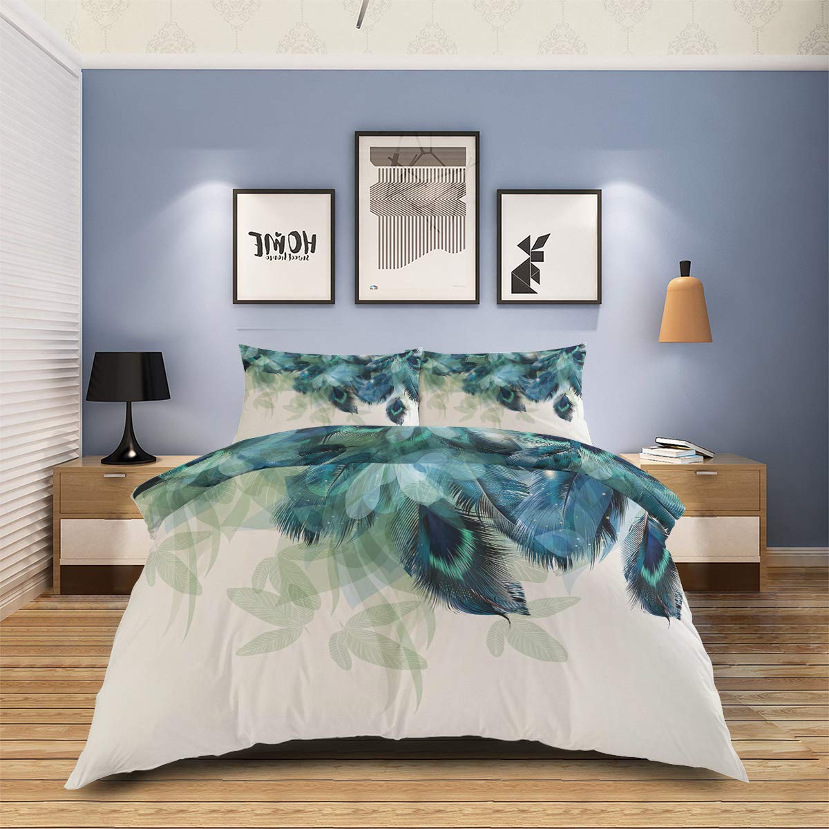 Peacock Blue Colored Bedding