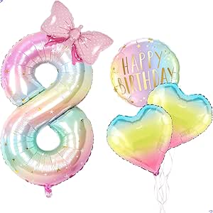 Amazon.com: Squish Birthday Decorations Balloon Number 8 for Girls ...