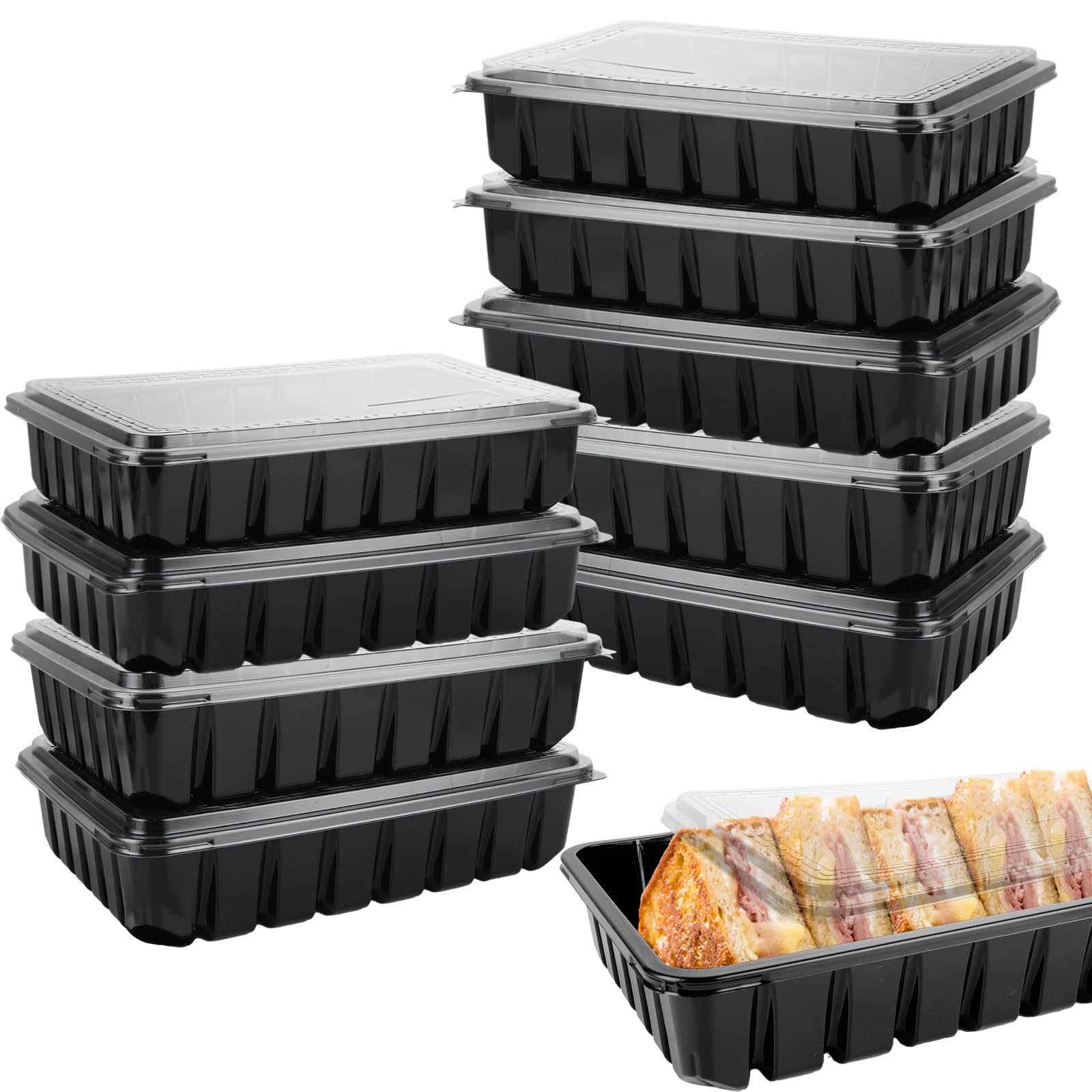 SENENQU 10 Pack Plastic Sandwich Platter Trays with Lids, Reusable ...