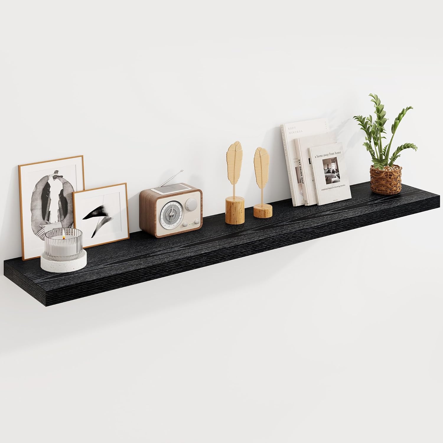 Amazon.com: Fun Memories Deep Black Floating Shelves, 8 Inch Deep ...