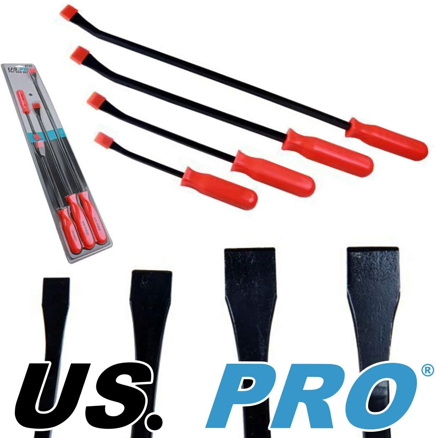 US PRO 4PC Pry Bar Set 200mm 300mm 450mm 600mm 6725 : Amazon.co.uk: DIY ...