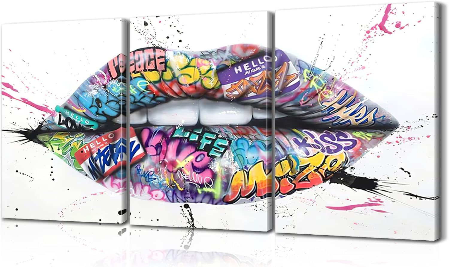 Amazon.com: 3 Piece Graffiti Art Wall Decor Graffiti Wall Art Pop Art ...