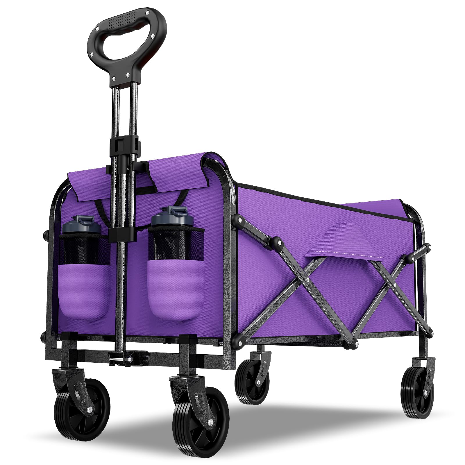 Foldable Wagon Cart with Wheels Collapsible - 300 LBS Large-Capacity ...