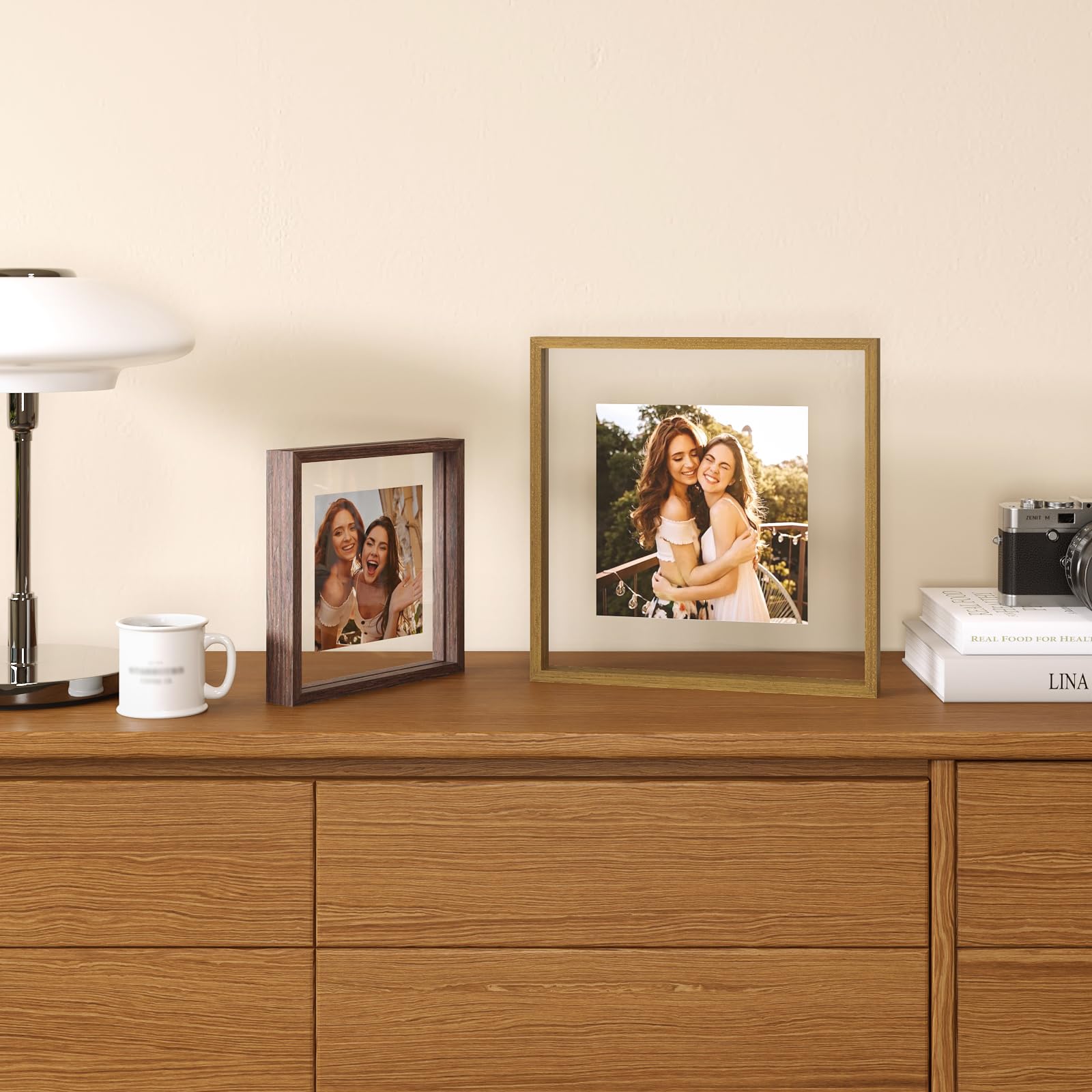 Snapklik.com : 8x8 Floating Frames Set Of 2, Double Plexiglass Picture ...